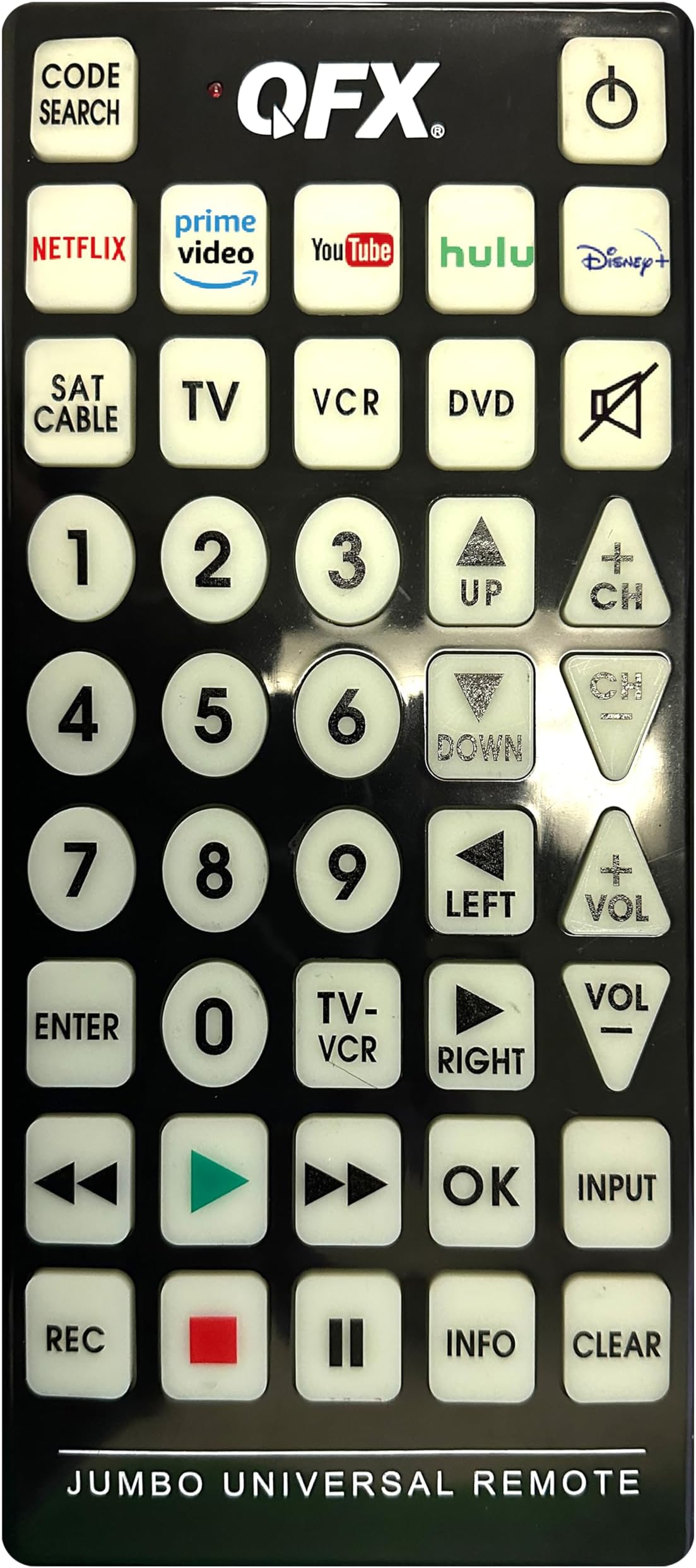 Amazon.com: QFX REM-115 8 in 1 Large Jumbo Universal Remote Control for ...