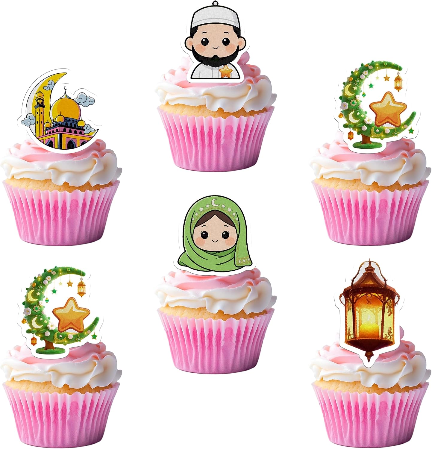 Amazon.com: LcingTify 50 PCS Edible Ramadan Cake Toppers Wafer Paper ...