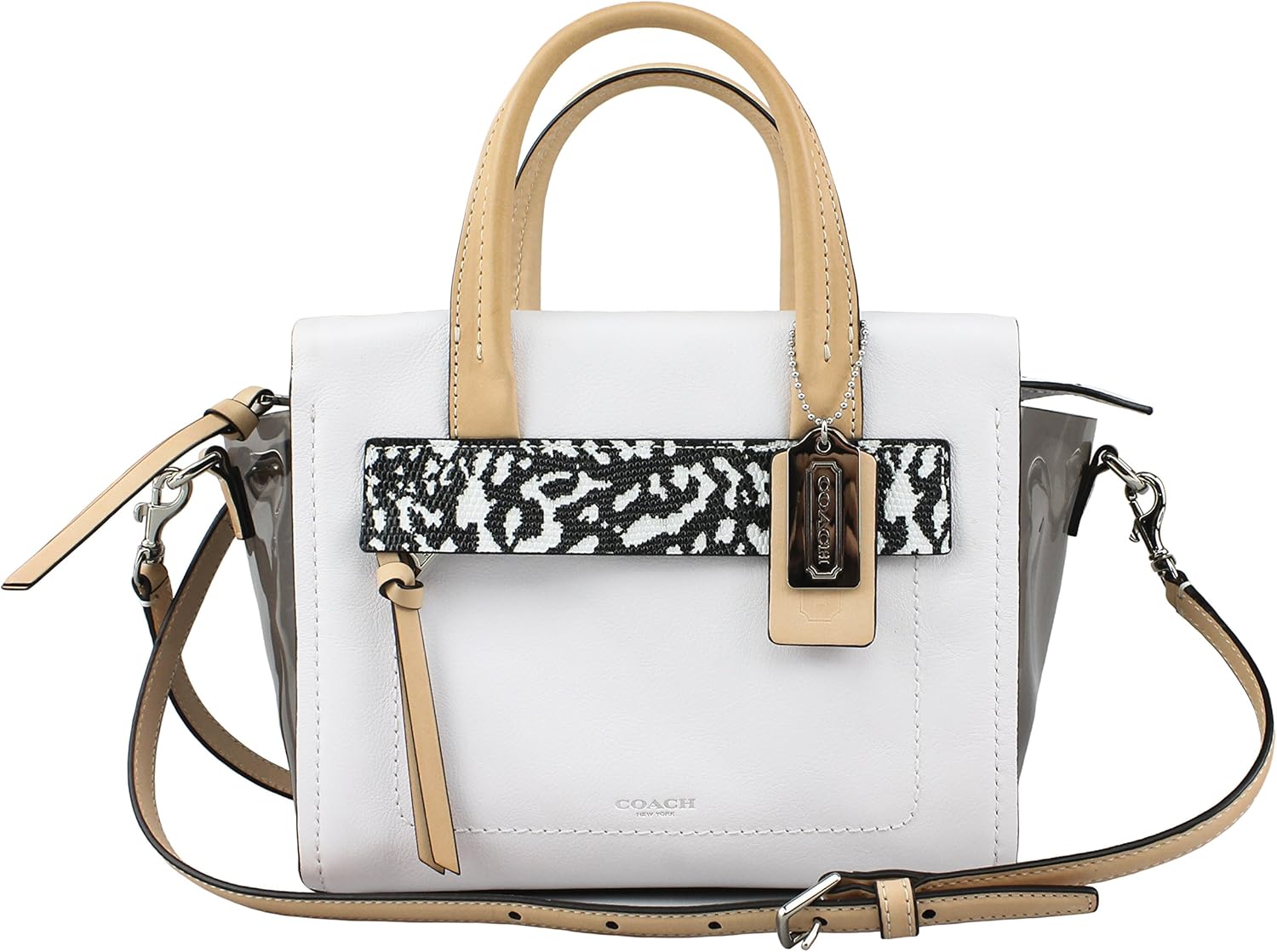 COACH Bleecker Mixed Media Mini Riley Carryall Silver/Smoke: Handbags ...