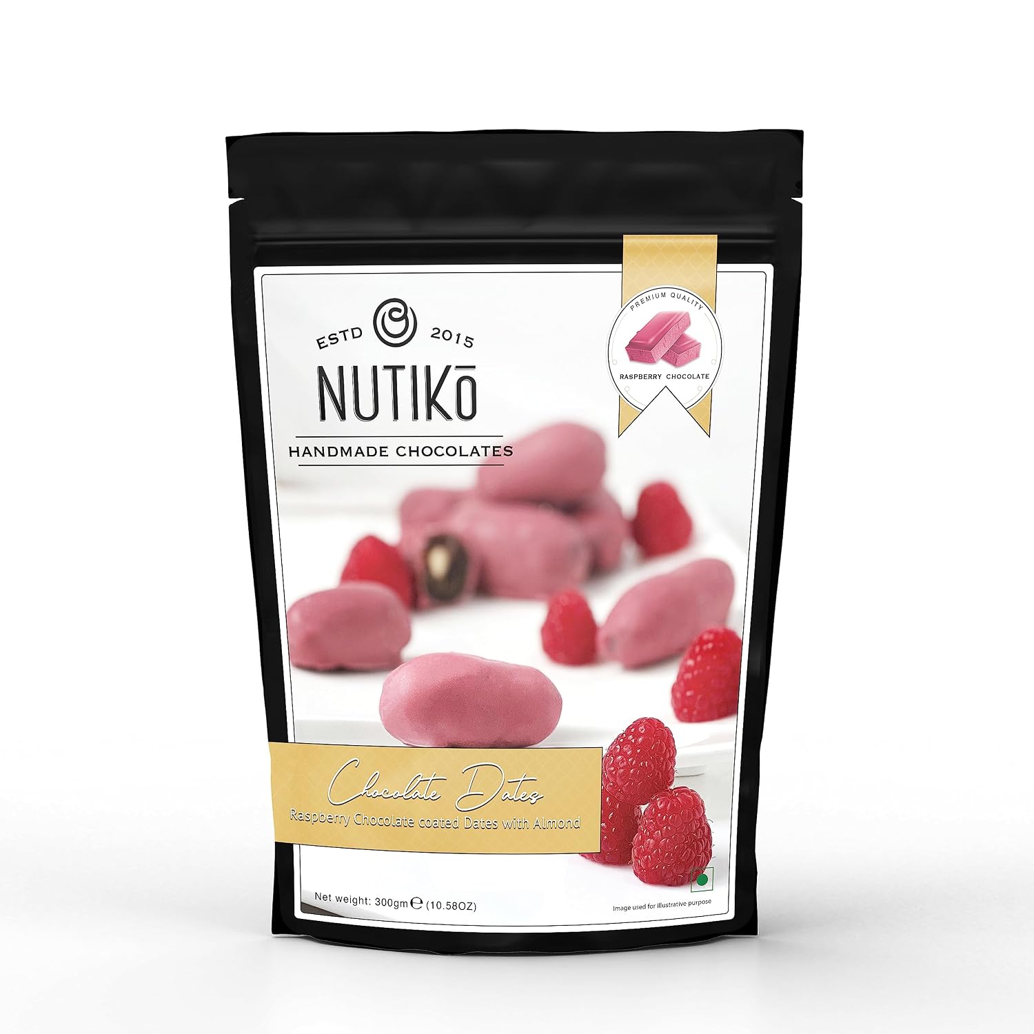 Nutiko Raspberry Chocolate Coated Dates with Almond - 300 gm Pouch ...