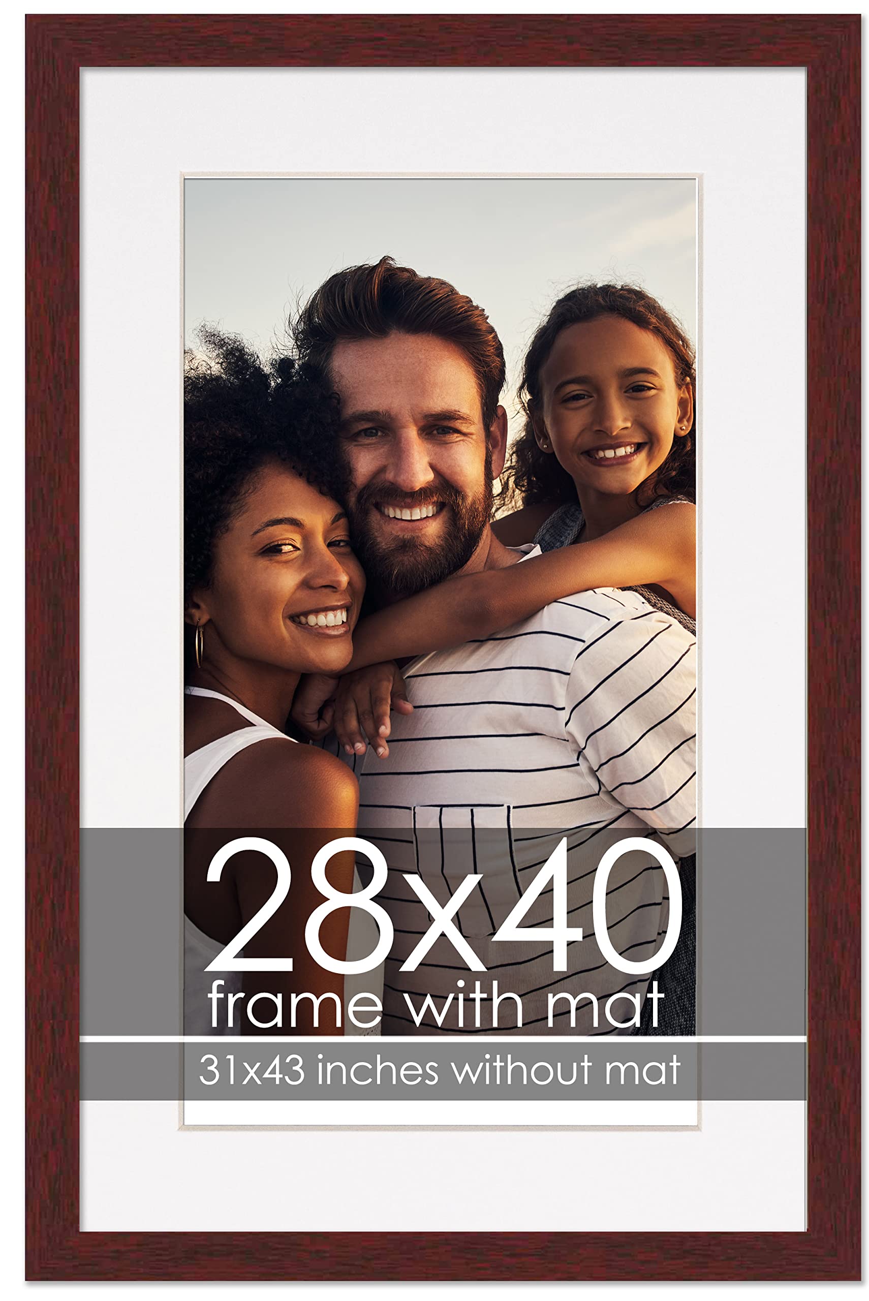 Amazon.com - 28x40 Frame with Mat - Brown 31x43 Frame Wood Made to ...