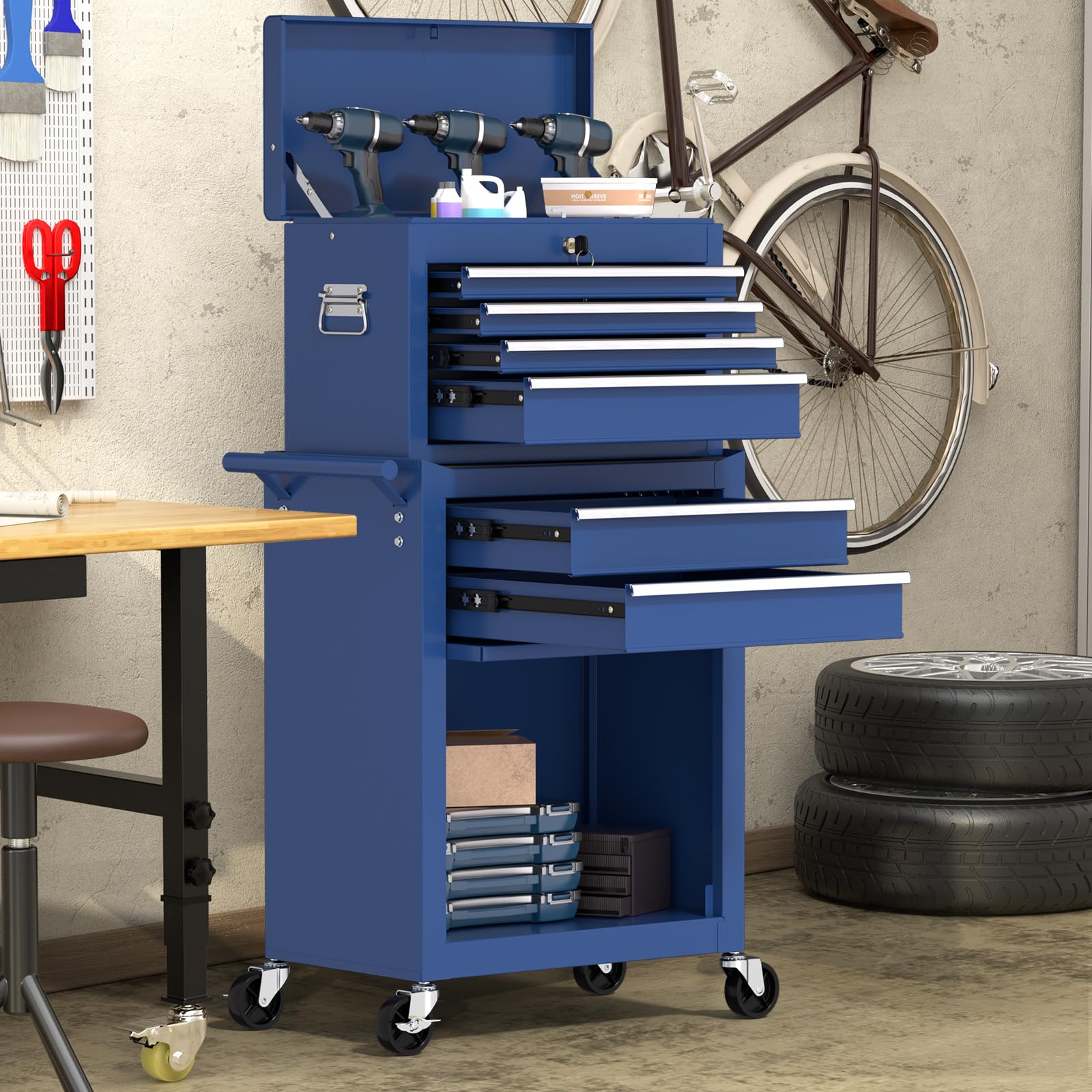 Snapklik.com : CMFYDAILY 6-Drawers Large Tool Chest, 2-in-1 Mechanic ...