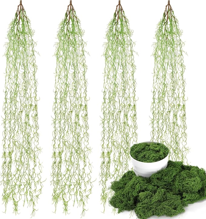 Amazon.com: Acellegic 4 Pcs 33 Inch Fake Spanish Moss with 7 oz ...