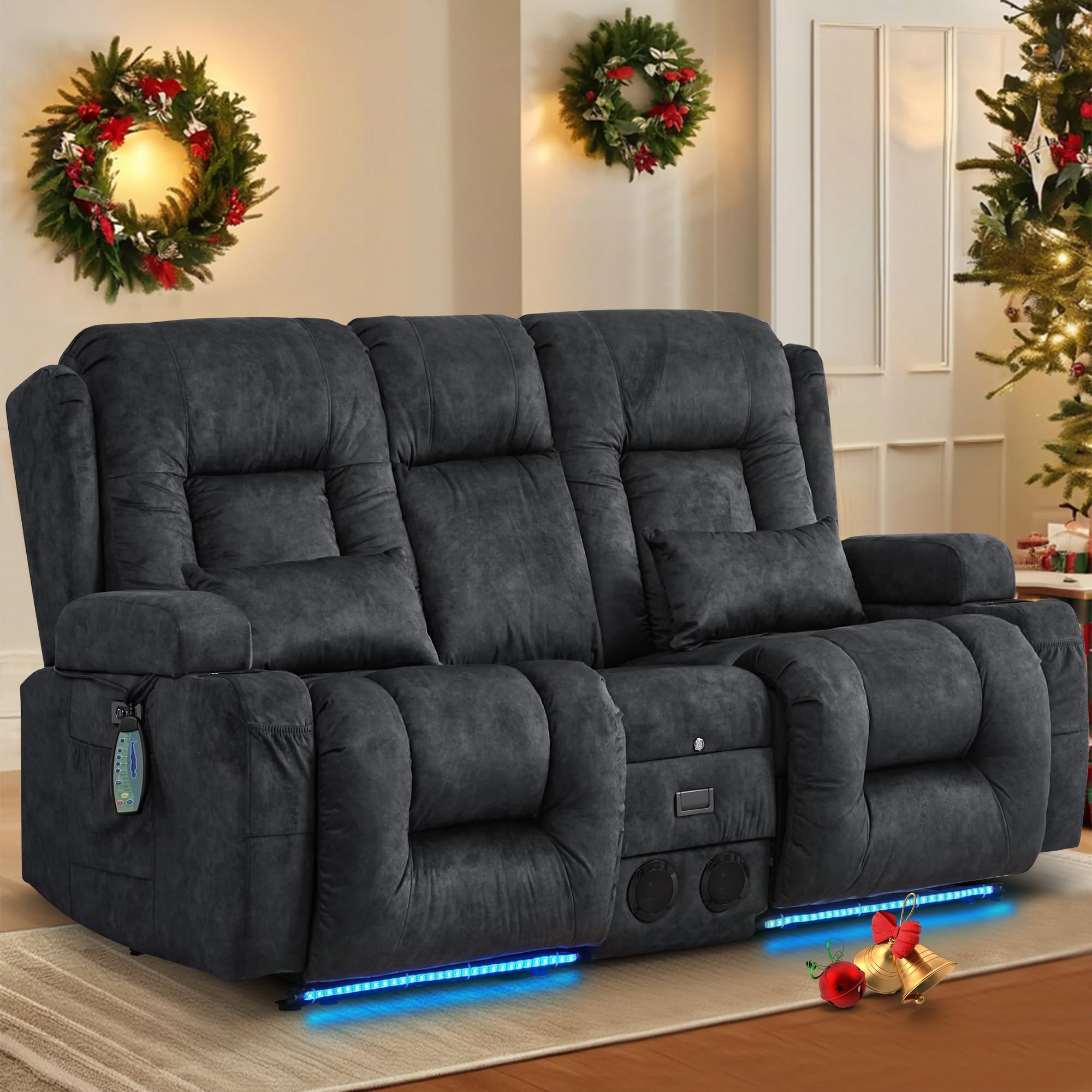 Amazon.com: TUNYI Power Loveseat Recliner Sofa with Massage & Heat Home ...