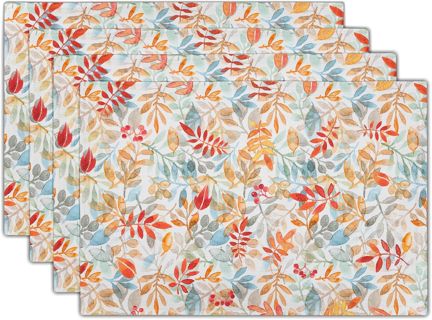 Amazon.com: Boho Placemats Set of 4 - Floral Leaves Painting Table Mats ...