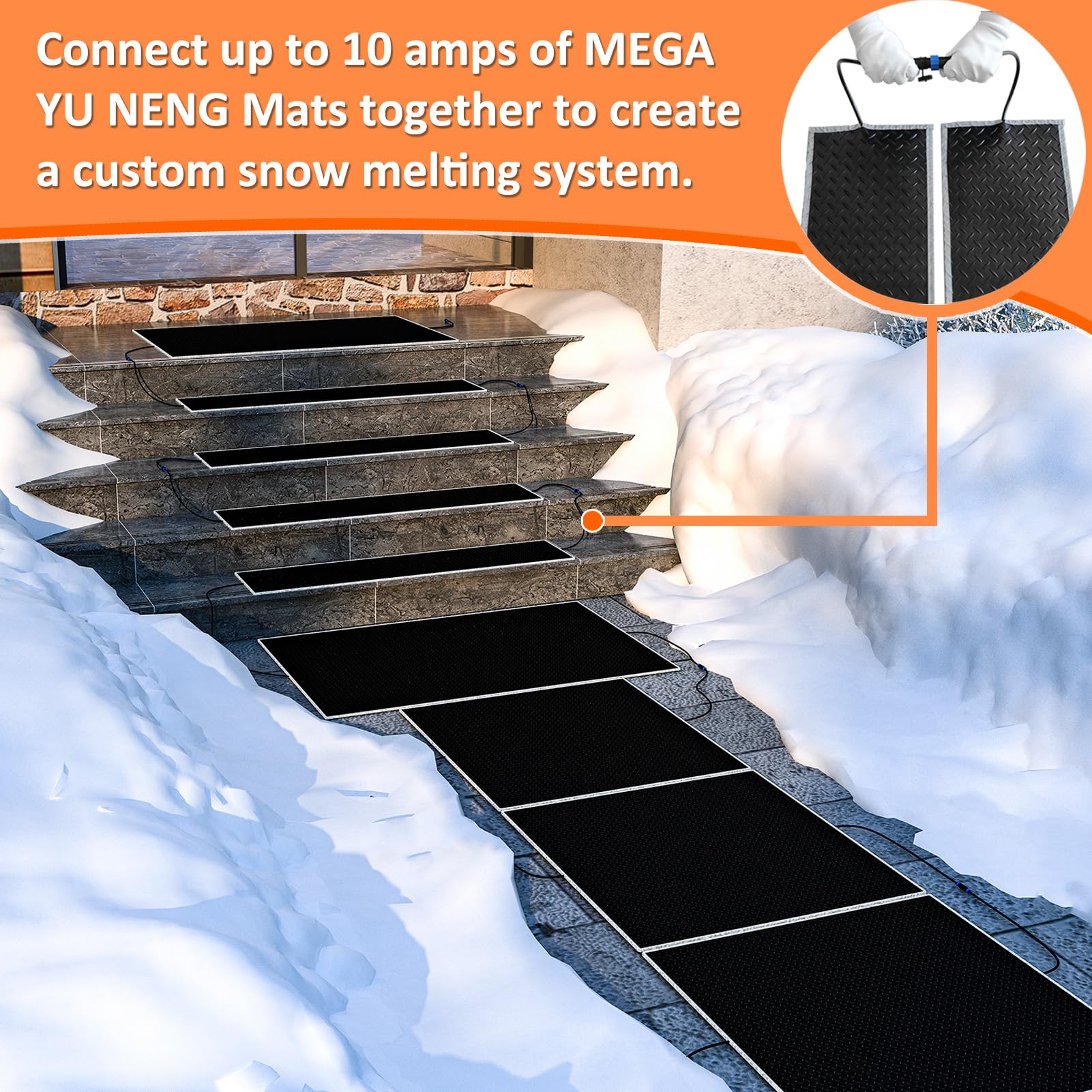 Tepu 10x30 Heated Snow Melting Mats Outdoor Stairs Walkways TEPU 10x30 ...