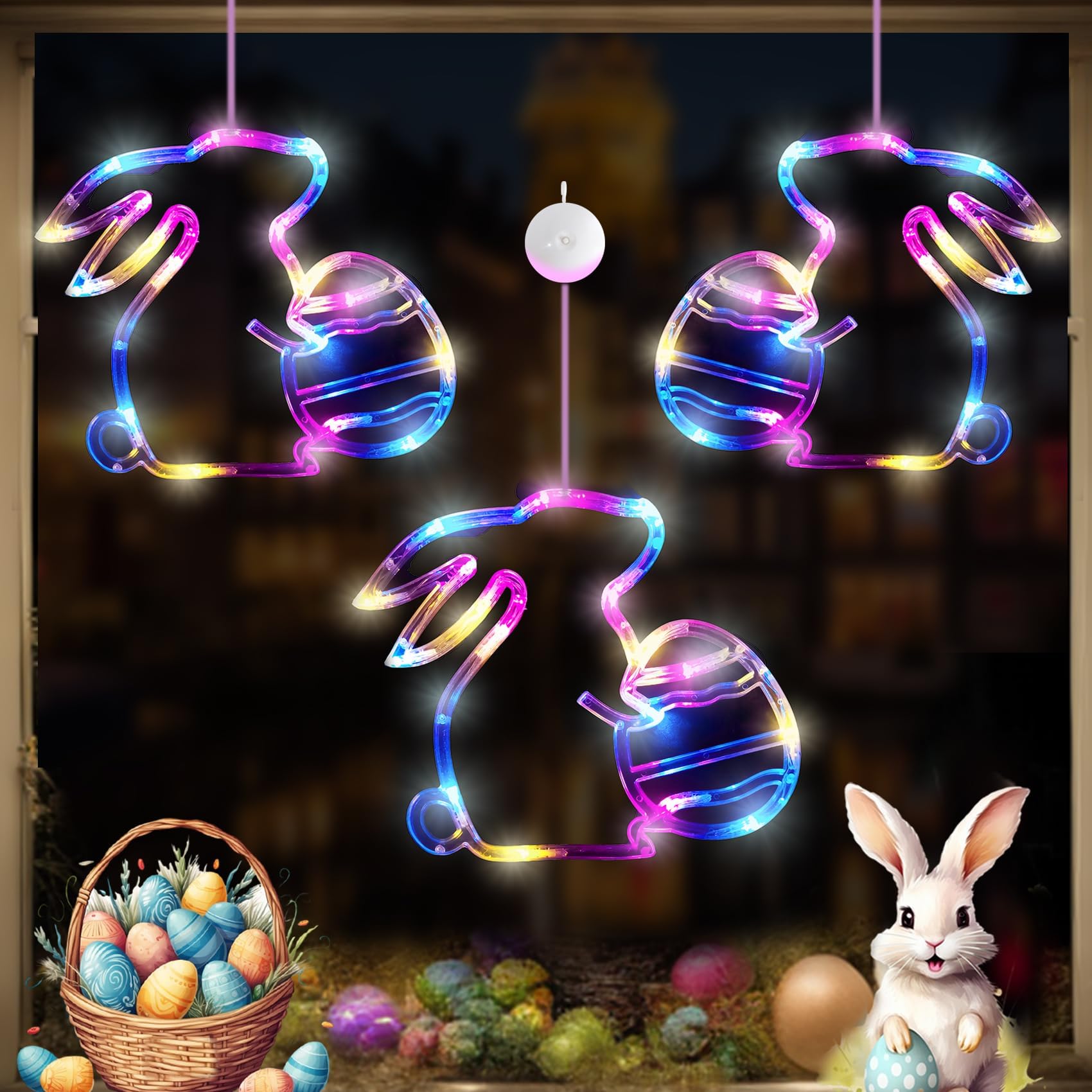 Amazon.com : Easter Window Lights, Easter Window Decorations,3 Pack ...