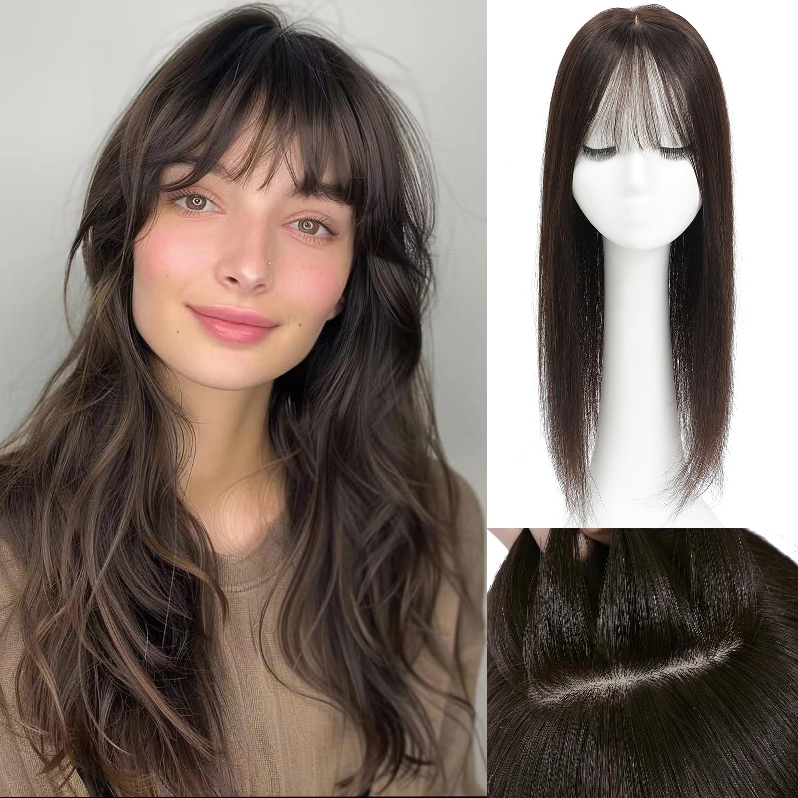 Amazon.com : Aimeolyn Hair Toppers for Women Real Human Hair 8x8inch ...