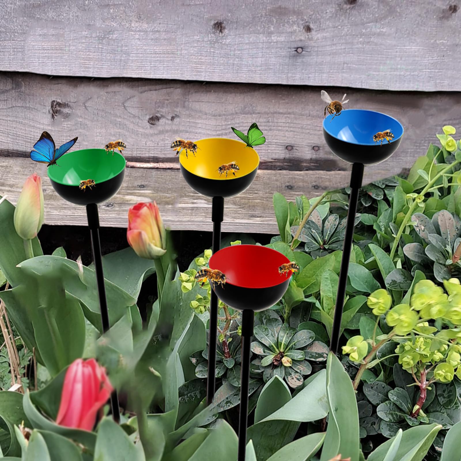 Amazon.com : 4 Pack Bee Cups For Garden, Bee Waterer And Butterfly ...