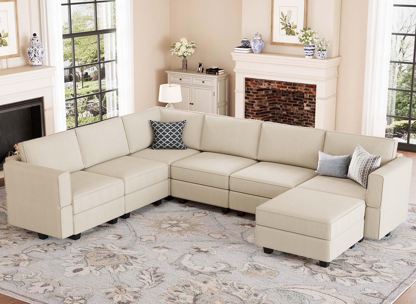 Amazon.com: Belffin Modular Sectional Sofa with Storage Ottoman Seats ...