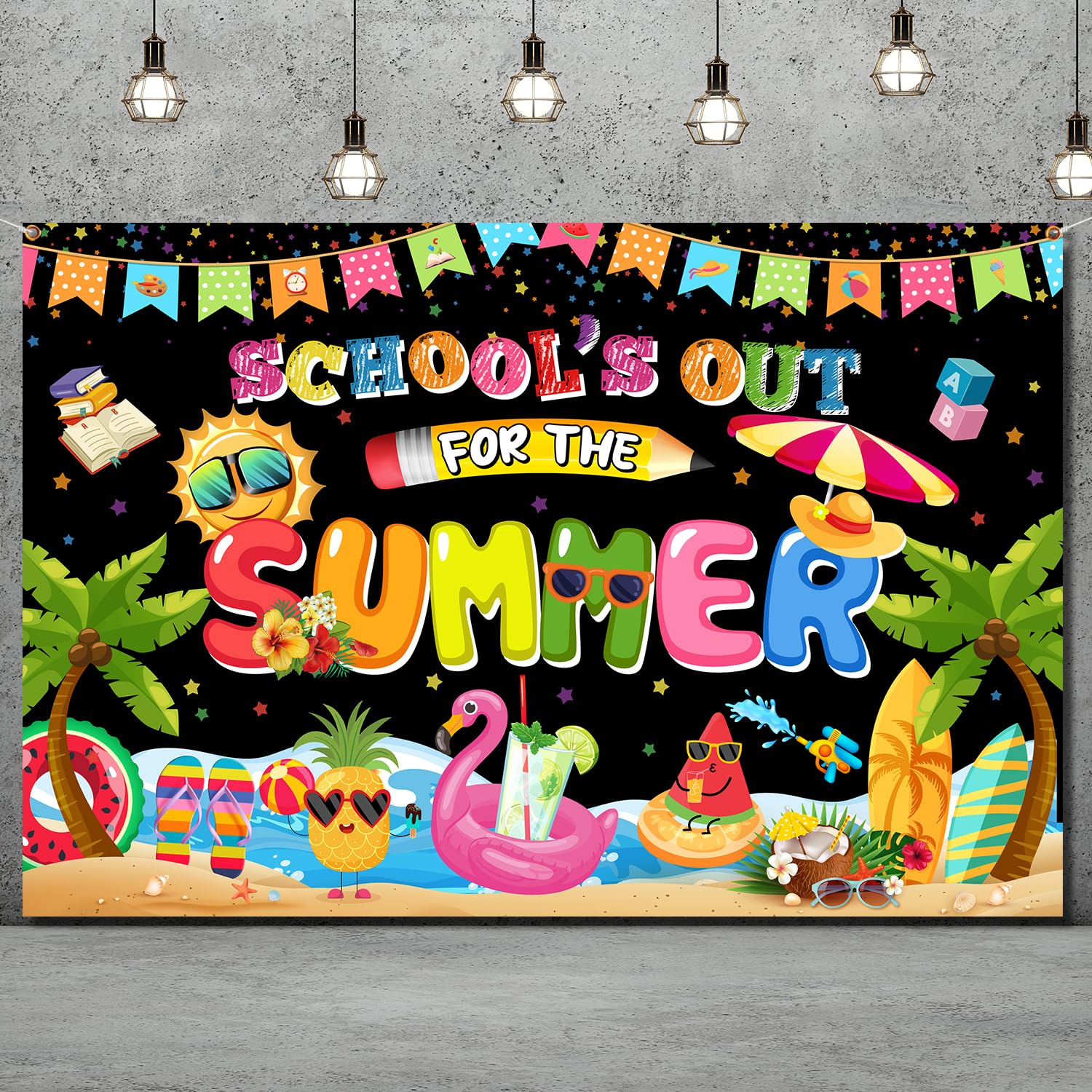 Amazon.com: Schools Out for Summer Decorations Banner, 71" X 43" End Of ...