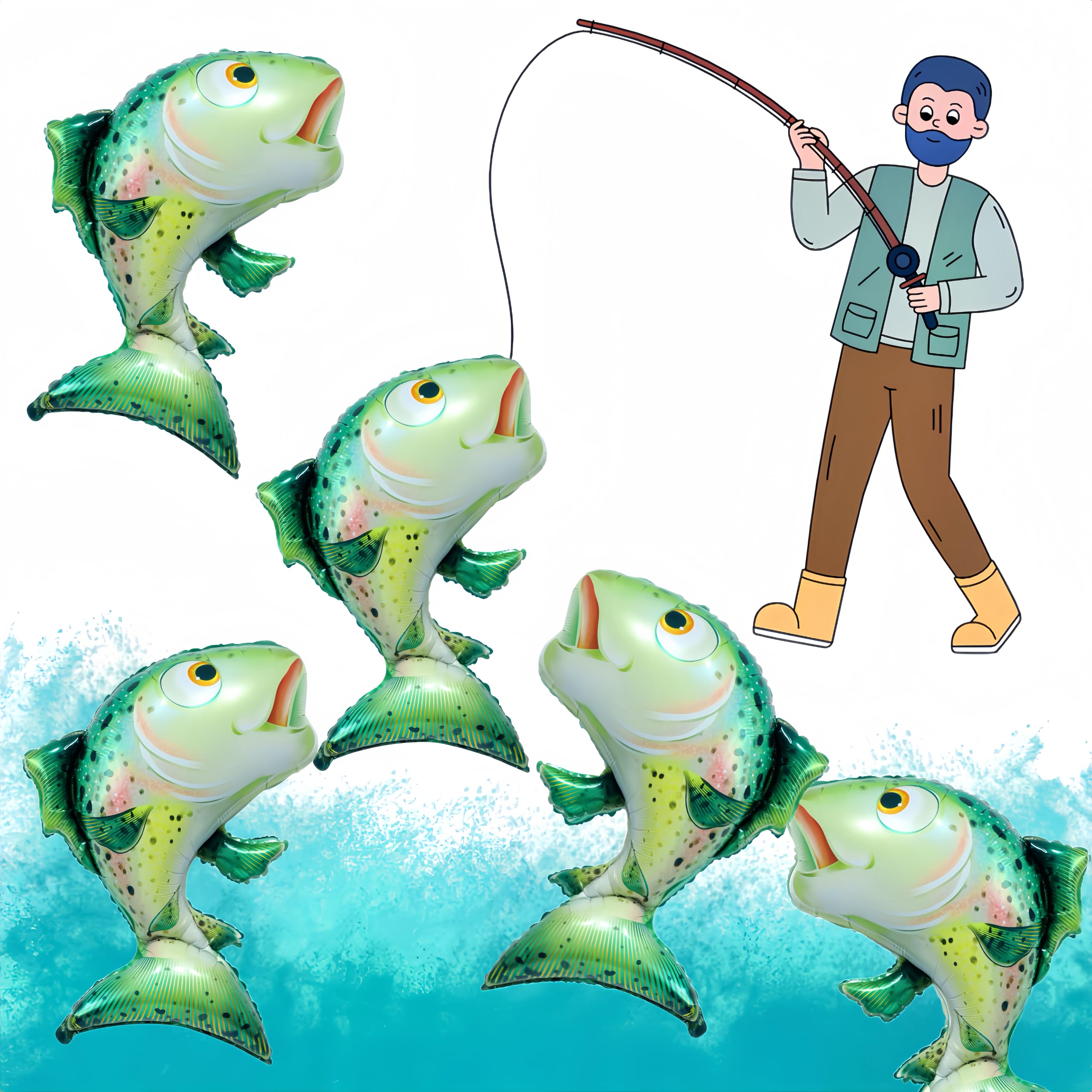 Amazon.com: 5Pcs Salmon Bass Balloons/Gone Fishing Baby Shower ...