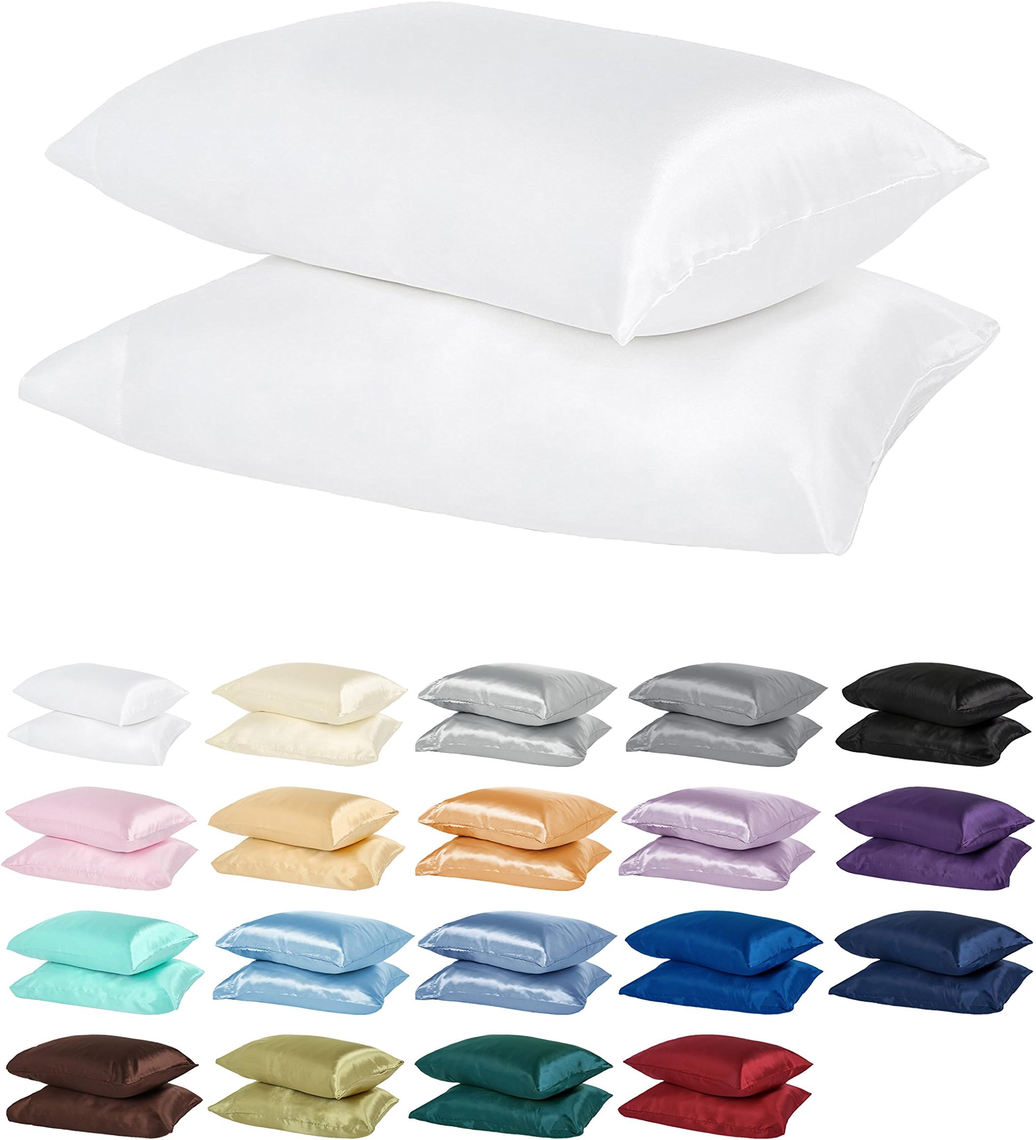 Amazon.com: DreamHome Satin Pillow Case with Zipper, 2 Pillow Cases ...