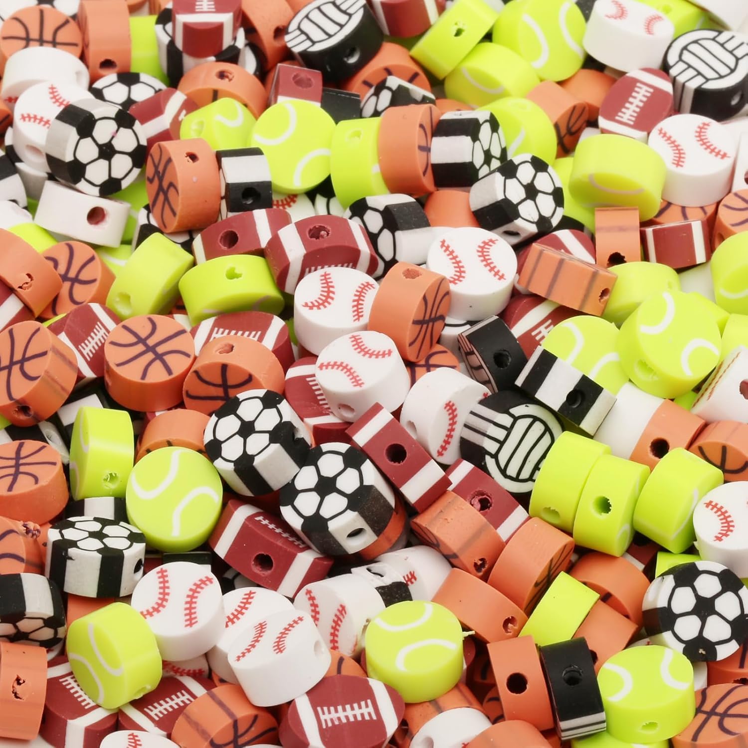 Amazon.com: 200Pcs Sports Ball Polymer Clay Beads Baseball Basketball ...