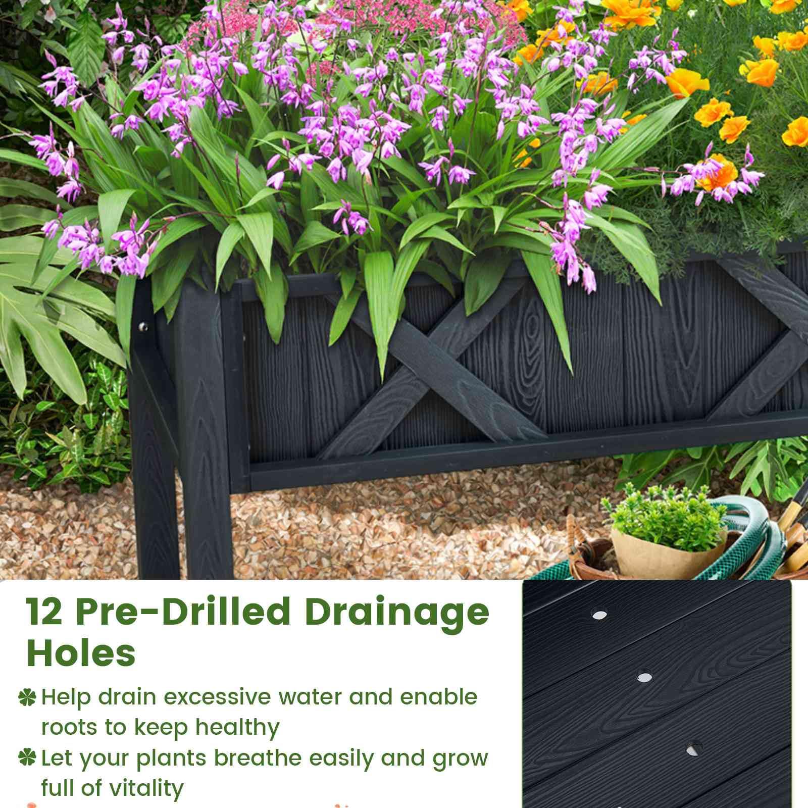 Resin Raised Planter Box Plastic Raised Garden Bed Outdoor Large
