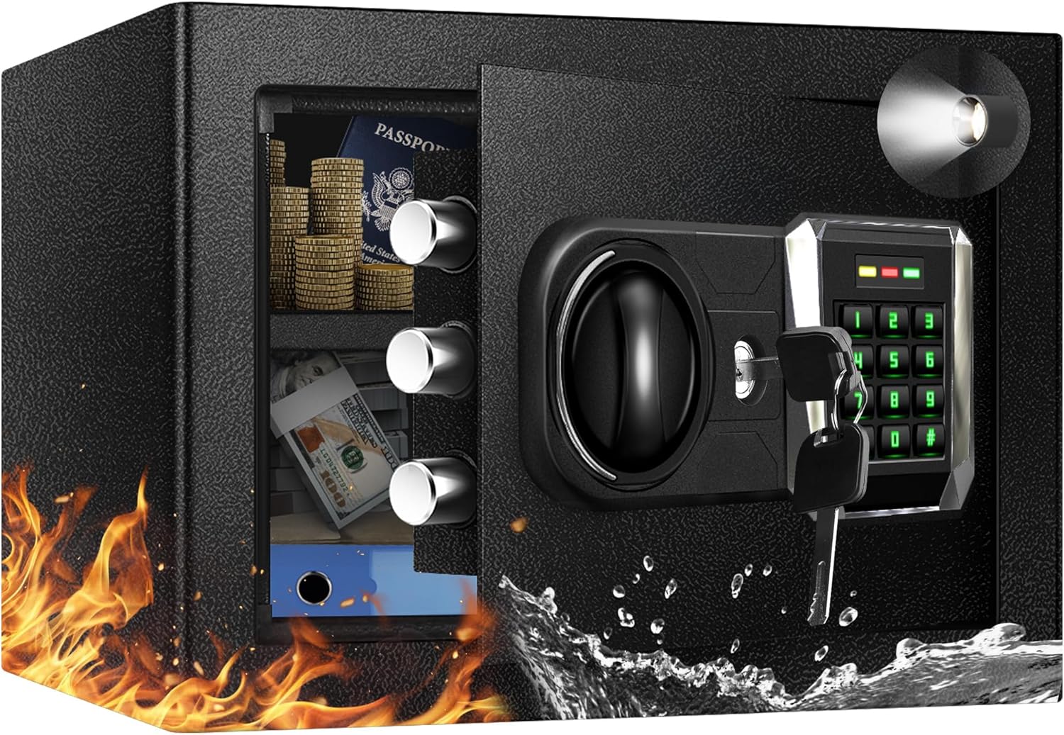 1.2 Cu Ft Safe Box with Fireproof Waterproof, Digital Home Security ...