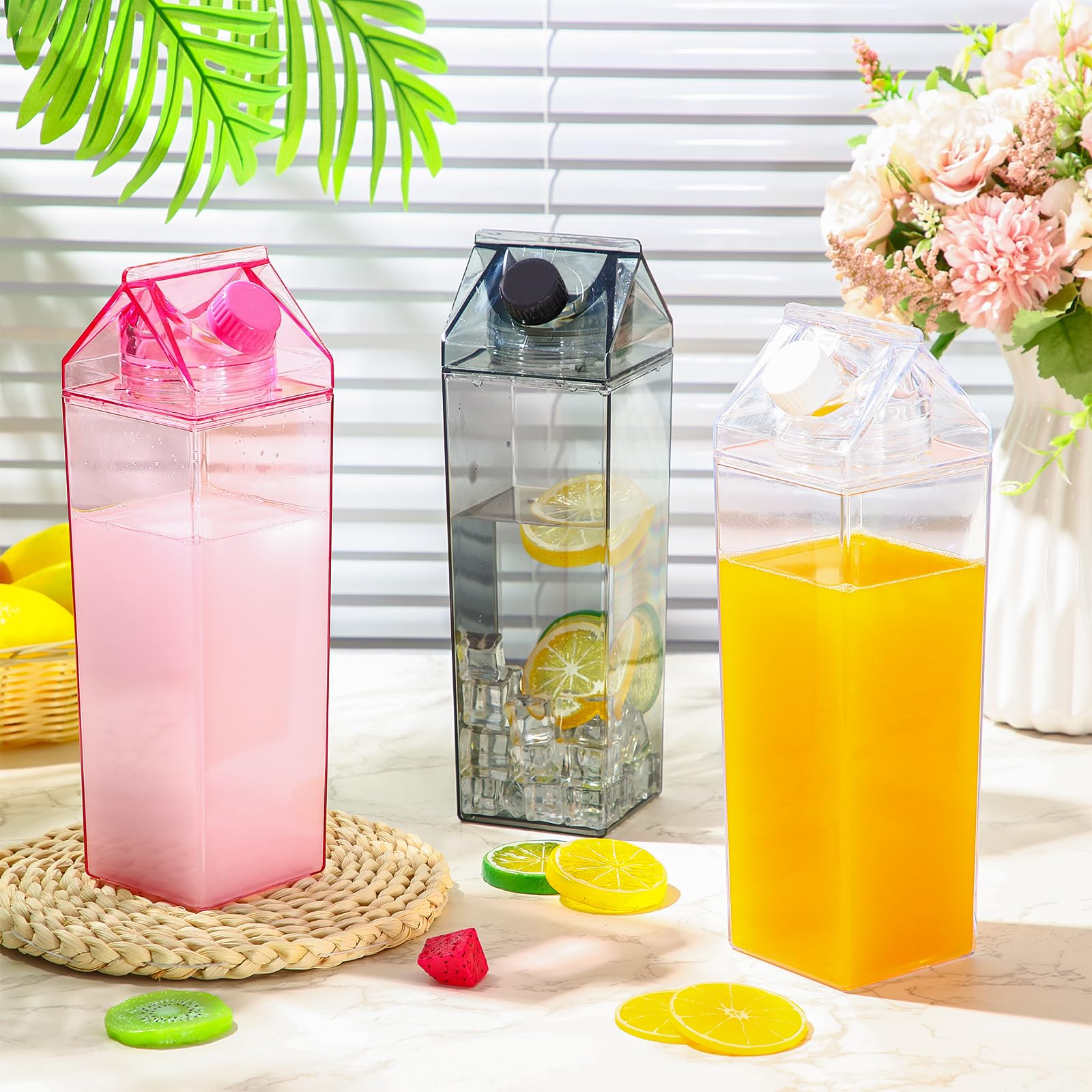 Snapklik.com : Remerry 3 Pcs 34 Oz Milk Carton Water Bottle Square ...