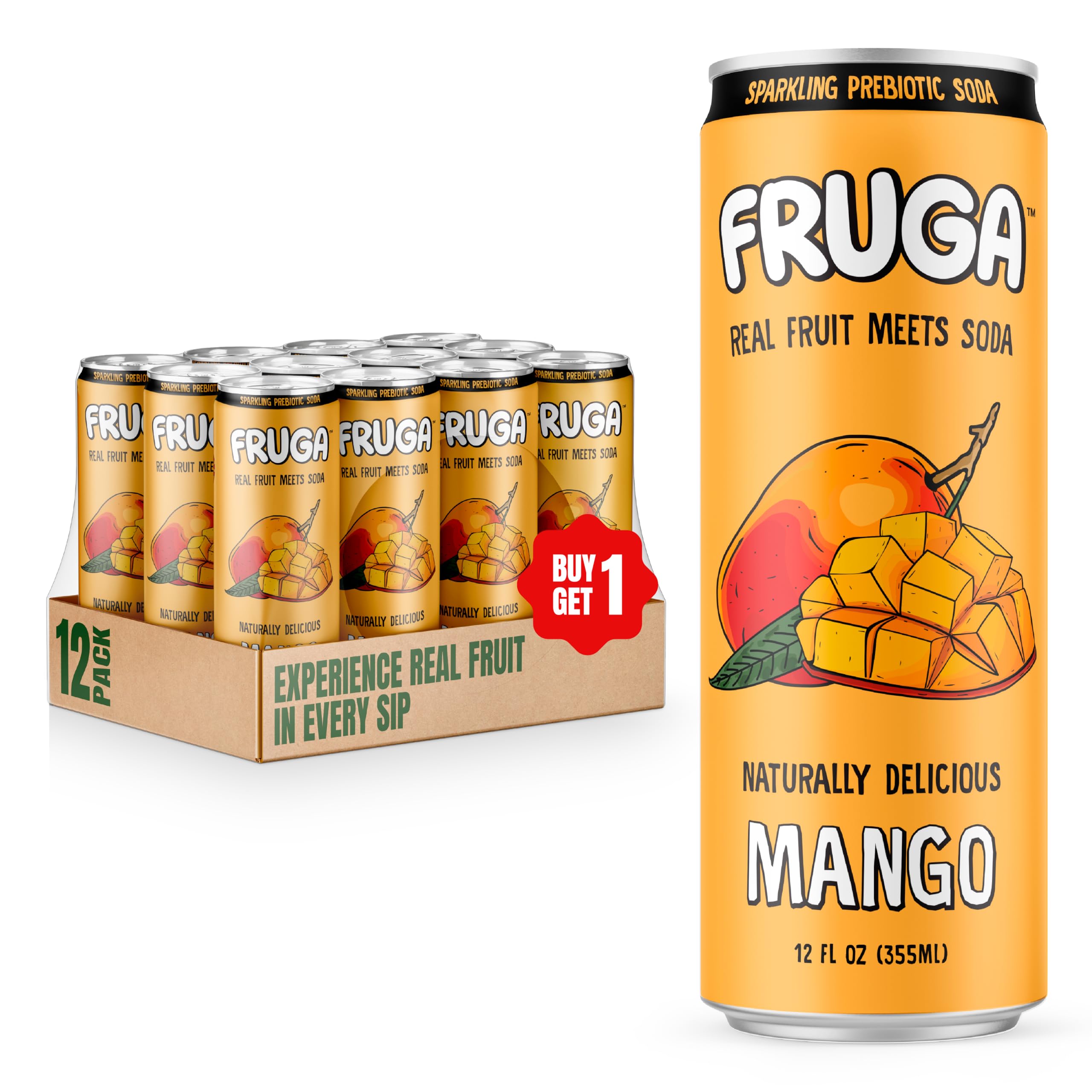 Amazon.com : FRUGA Mango Prebiotic Soda Drink Sparkling Fruit Soda | Low Calorie, Healthy Soda ...