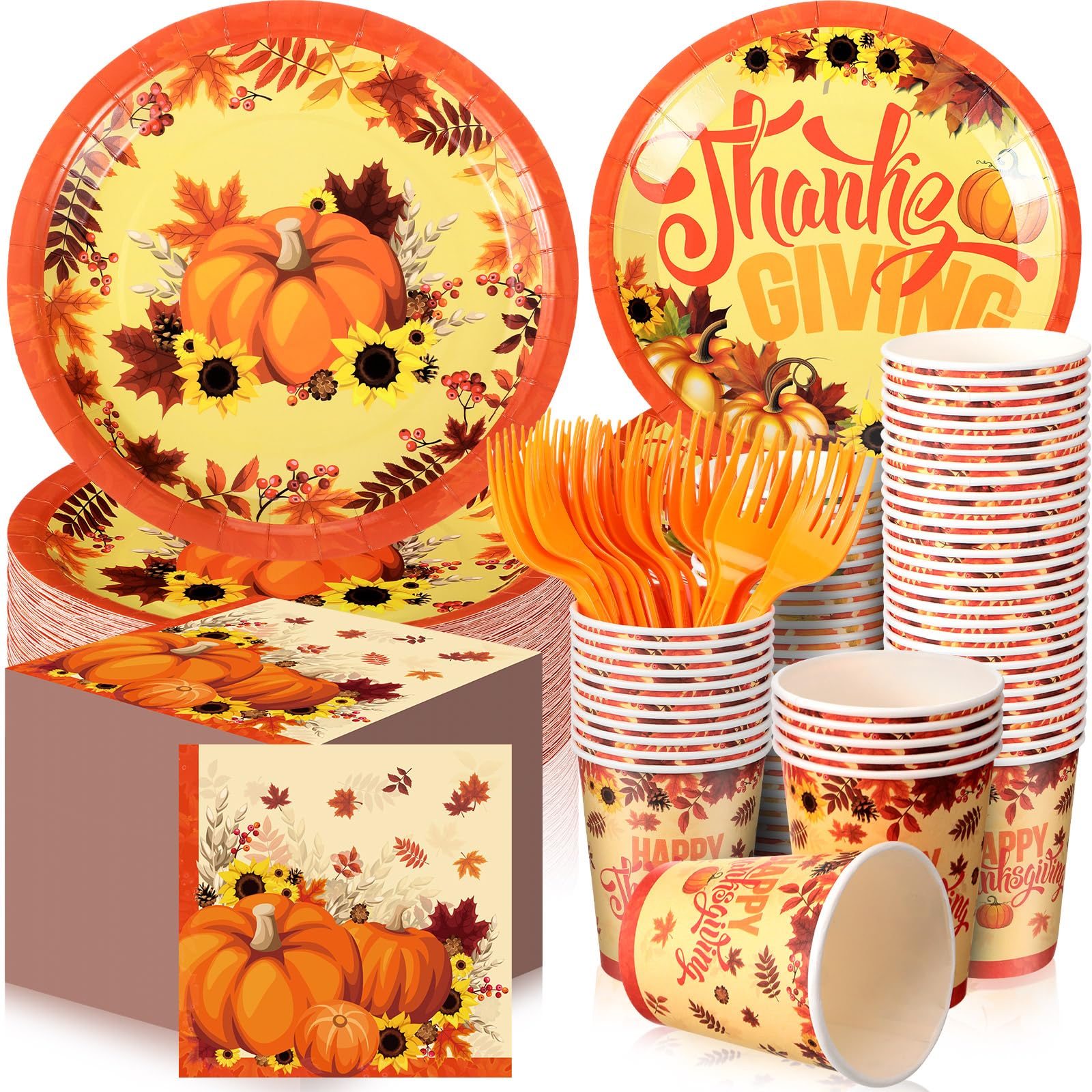Amazon.com: Sliner 180 Pcs Thanksgiving Disposable Plates and Napkins ...