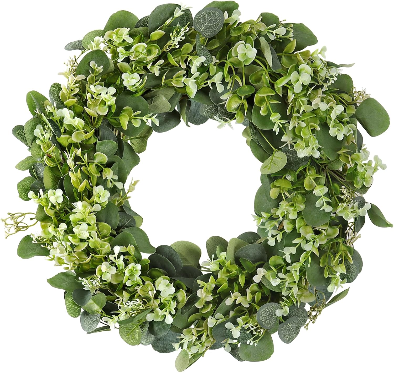 KHOYIME Eucalyptus Wreath for Front Door 20in Artificial Spring Green ...