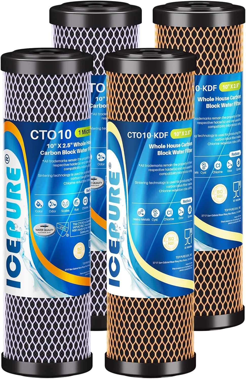 ICEPURE 2-Stage 2.5" x 10" Whole House Water Filter Cartridge Replacement Combo Kit, 1 Micron ...