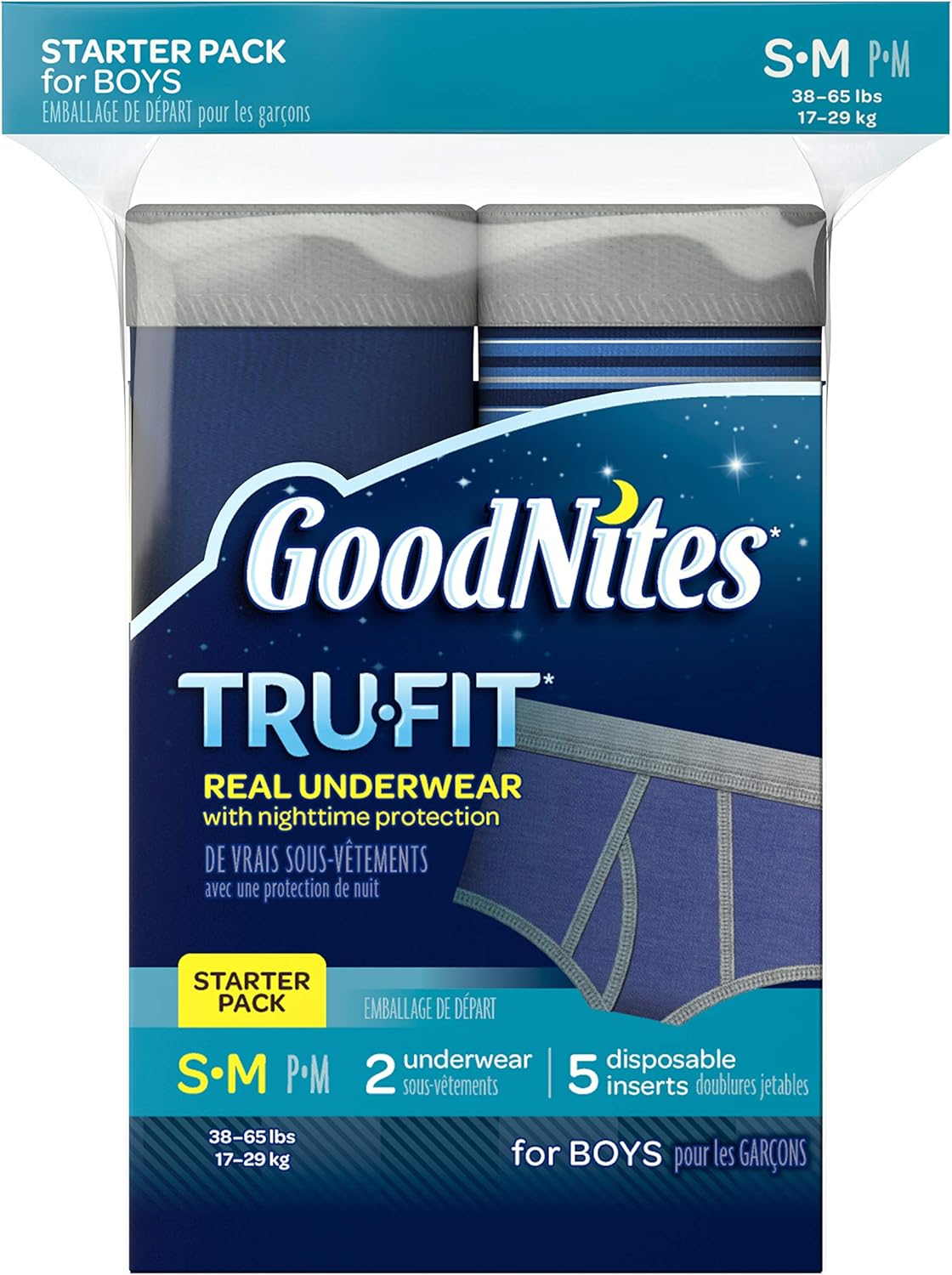 Goodnites Tru-fit Bedwetting Underwear for Boys 7 Piece Starter Kit (2 ...