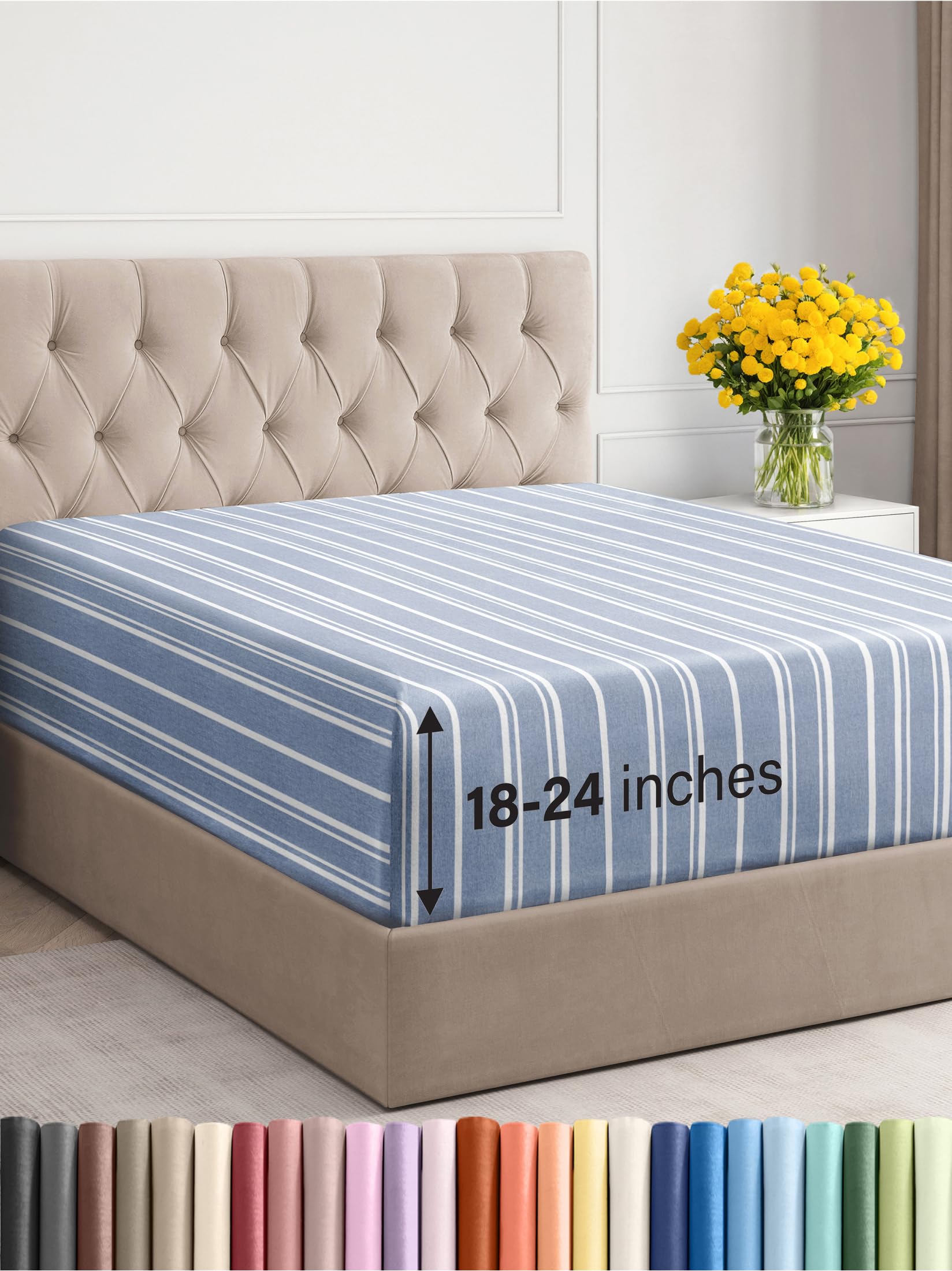 Amazon.com: Extra Deep King Fitted Sheet - Hotel Luxury Single Fitted ...