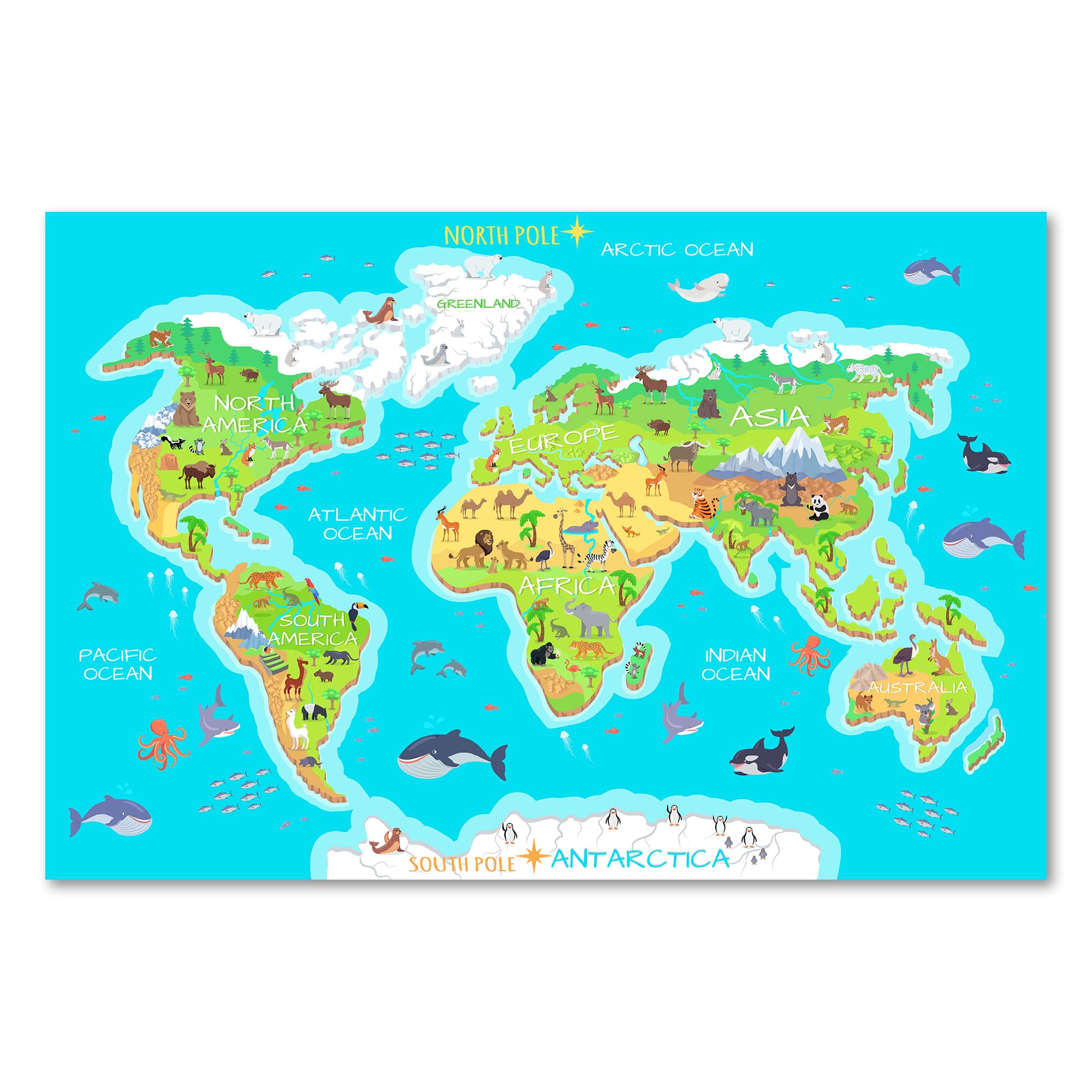 Weltkartenposter Für Kinder United States & World Map Poster For Kids