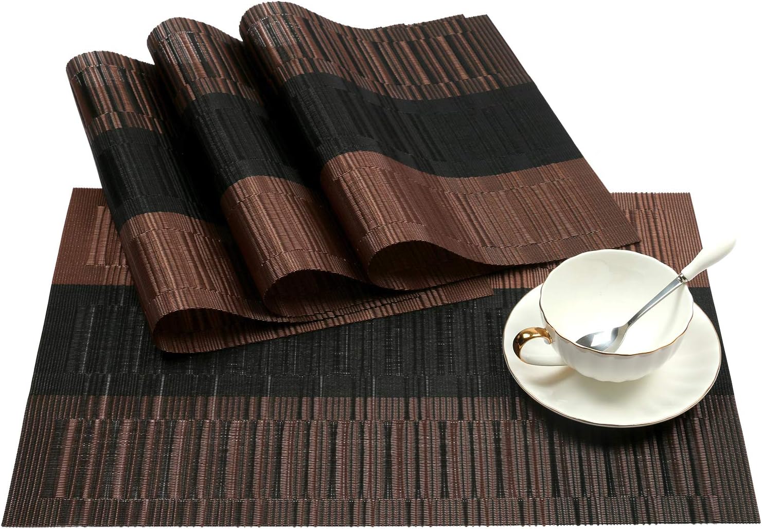 Amazon.com: SHACOS Placemats Set of 8 Woven Vinyl Place Mats for Dining ...