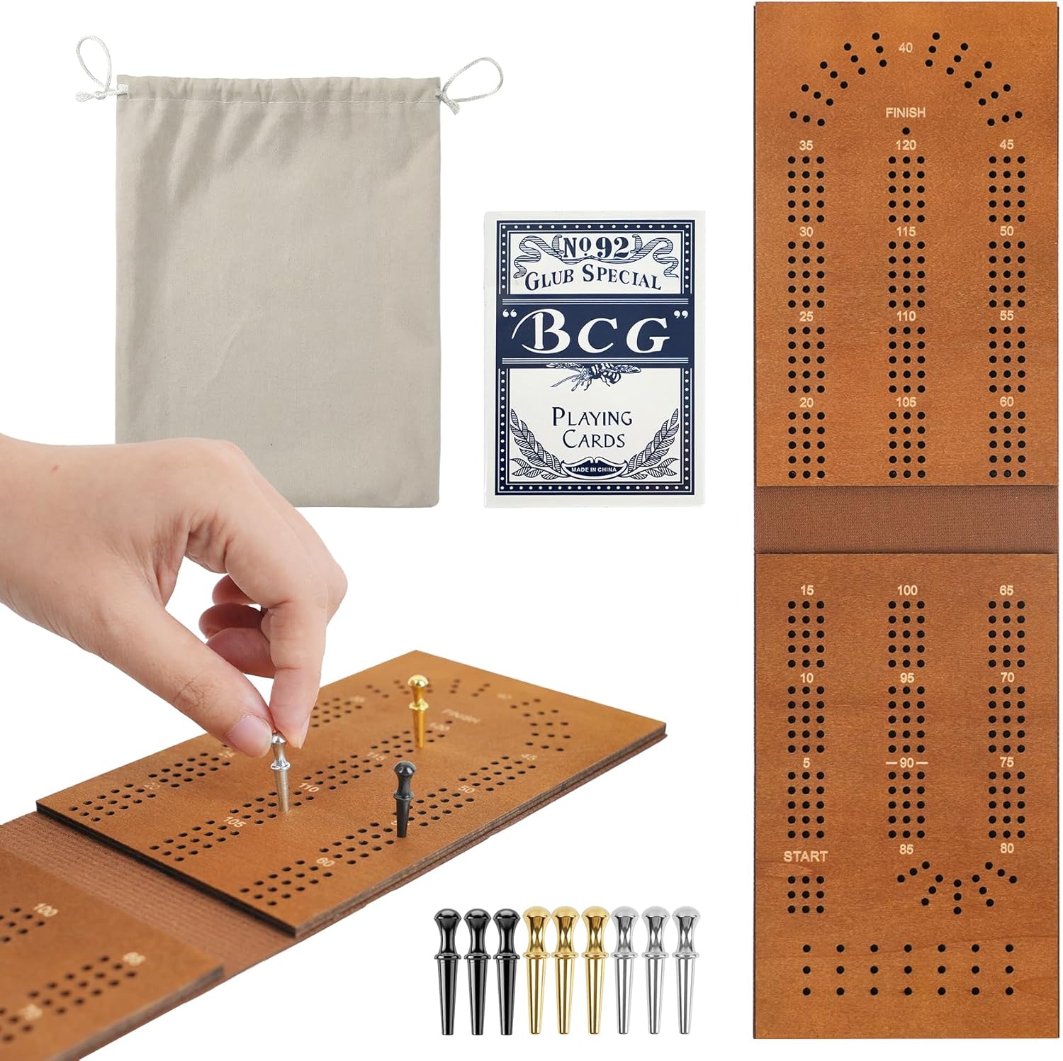 Amazon.com: Travel Cribbage Board Game with Leather Finish - Tiny ...