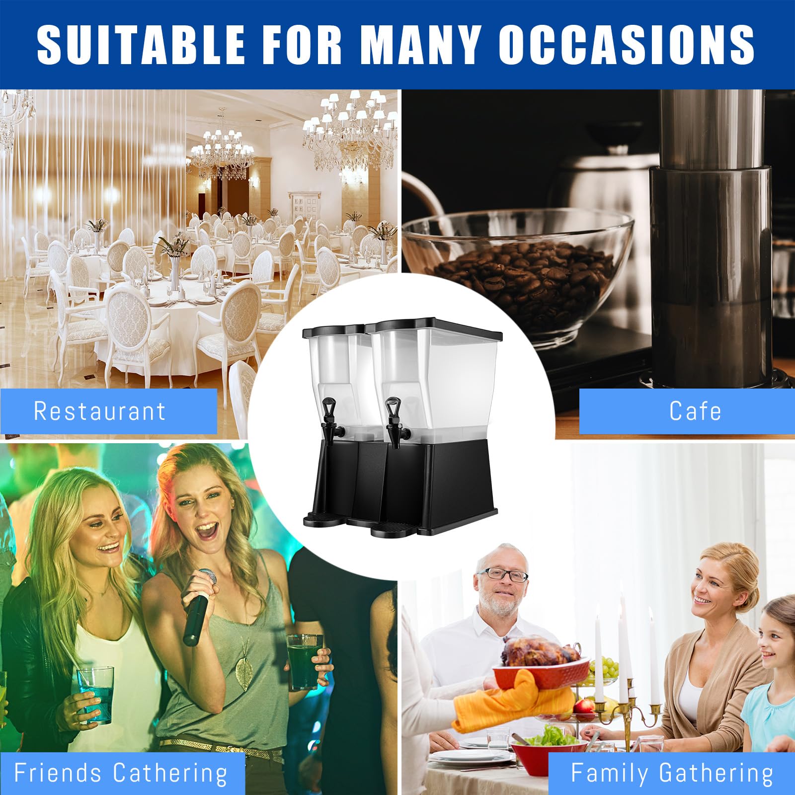 Maxcheck 6 Gallon Double Tank Drink Dispenser Plastic Beverage ...