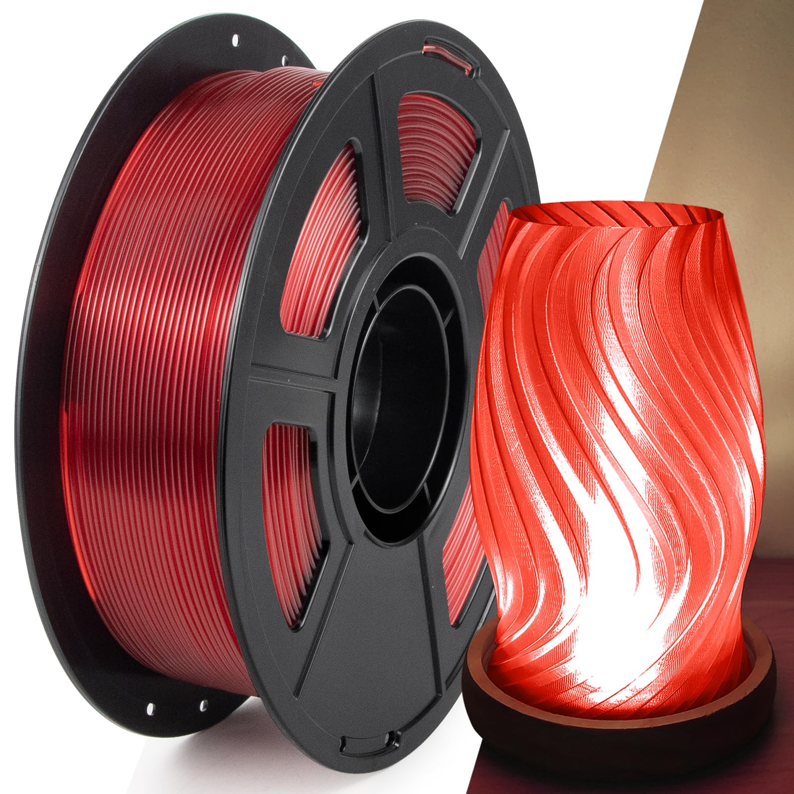 IEMAI - Filamento transparente PETG de 1,75 mm, filamento rojo de alta ...