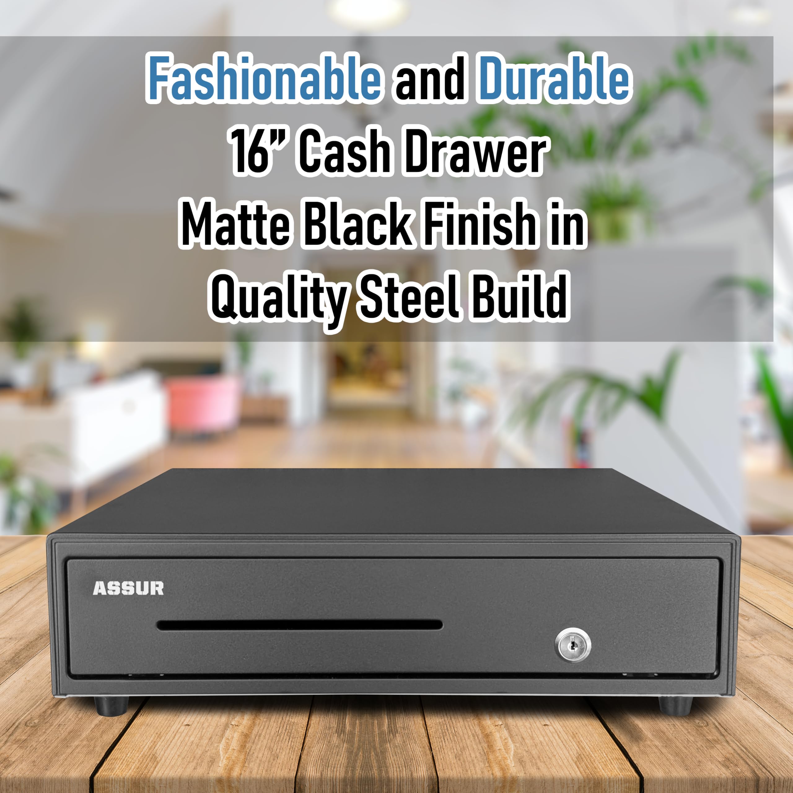 Receipt Printer ASSUR POS Cash Drawer 16"x16.5"x4" POS Steel-Made Heavy ...