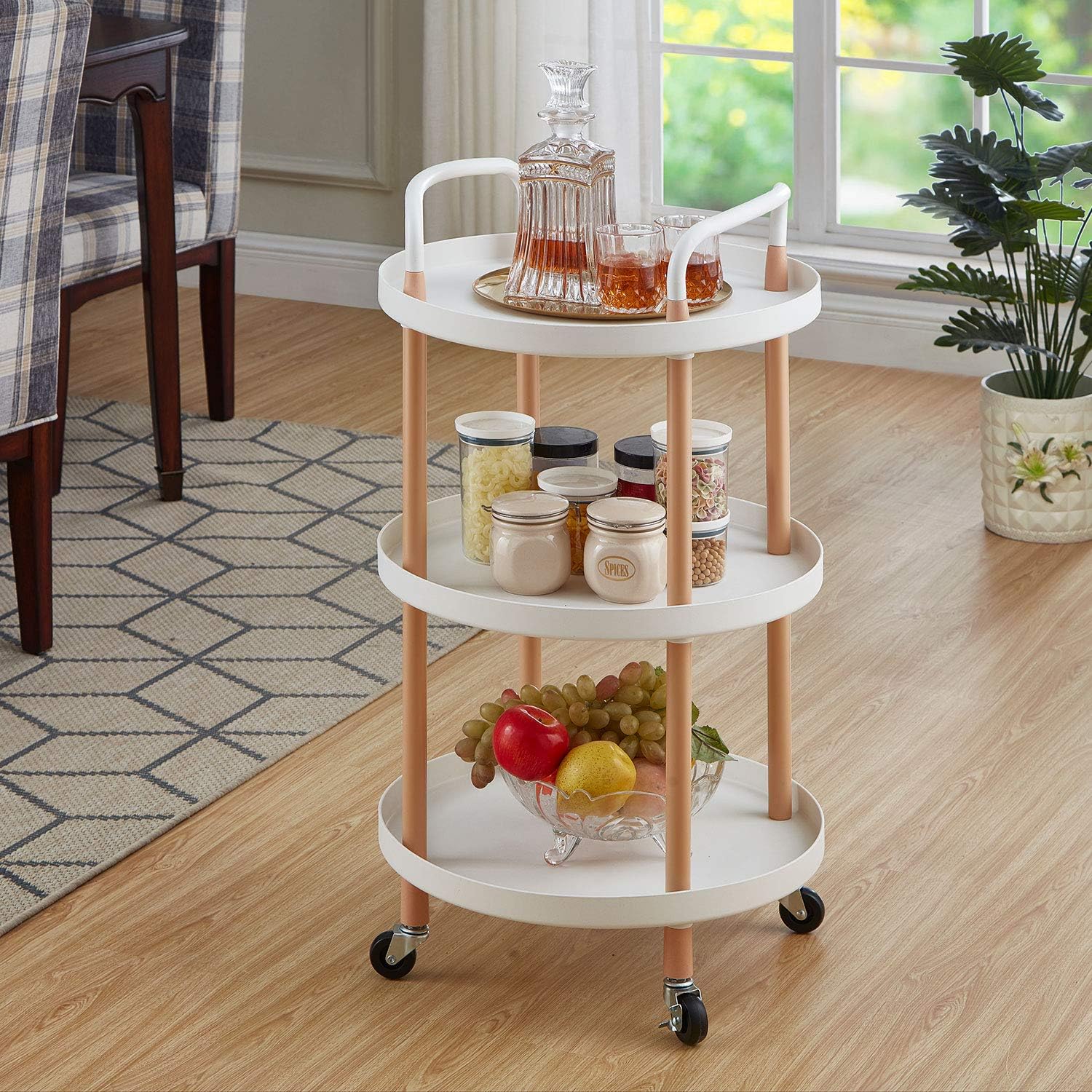 Amazon.com: BEEY Utility Rolling Cart with Wheels,3-Tier Round Heavy ...