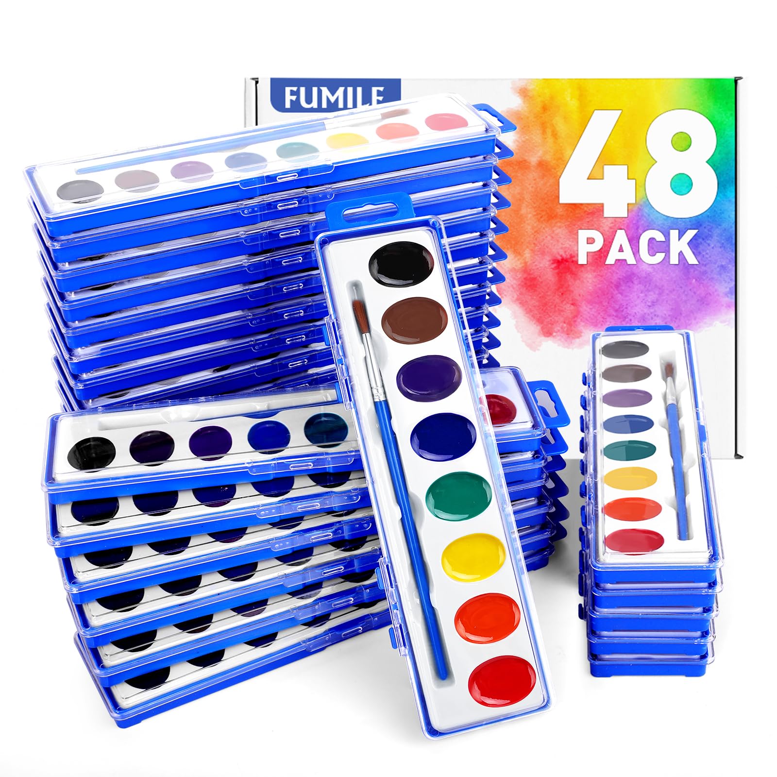 Amazon.com: FUMILE Watercolors Paint Set Bulk,48 Pack,8 Washable,Bright ...