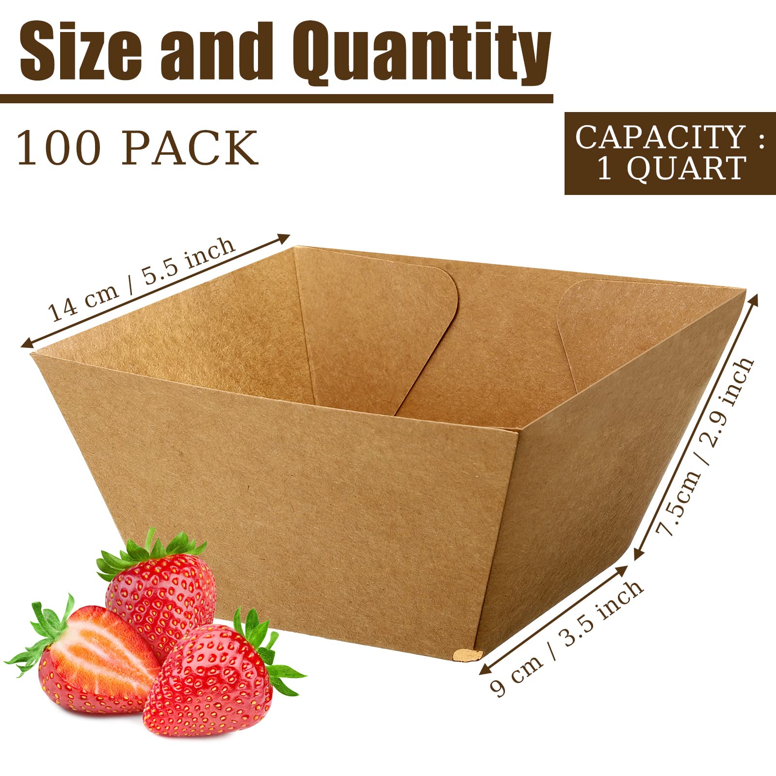 Cardboard Fruit Containers No. 8 Brown Eco Leak Proof Food Boxes