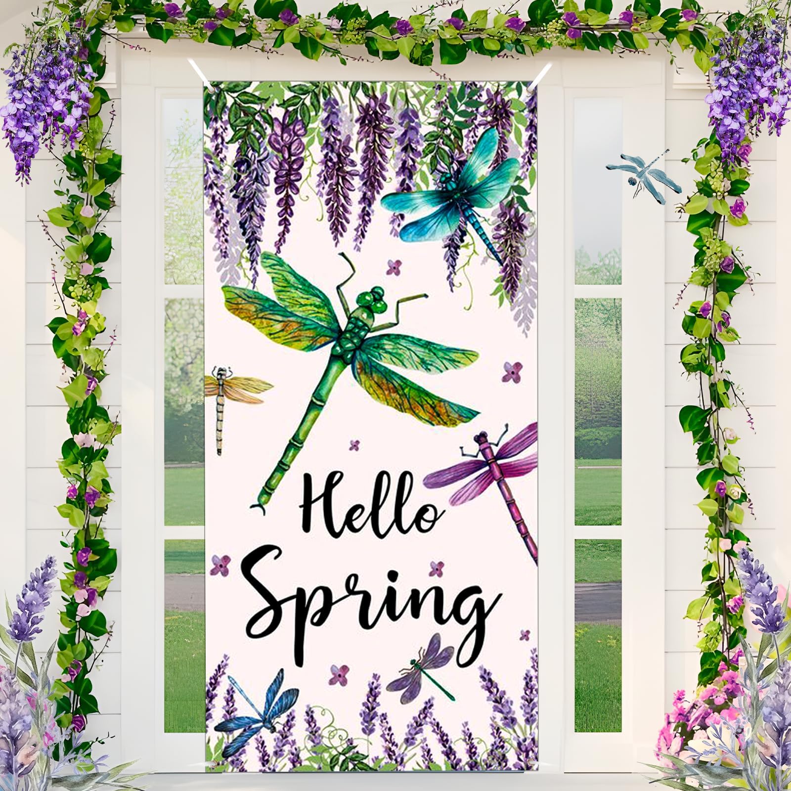 Amazon.com: Hello Spring Door Cover Welcome Spring Door Banner ...