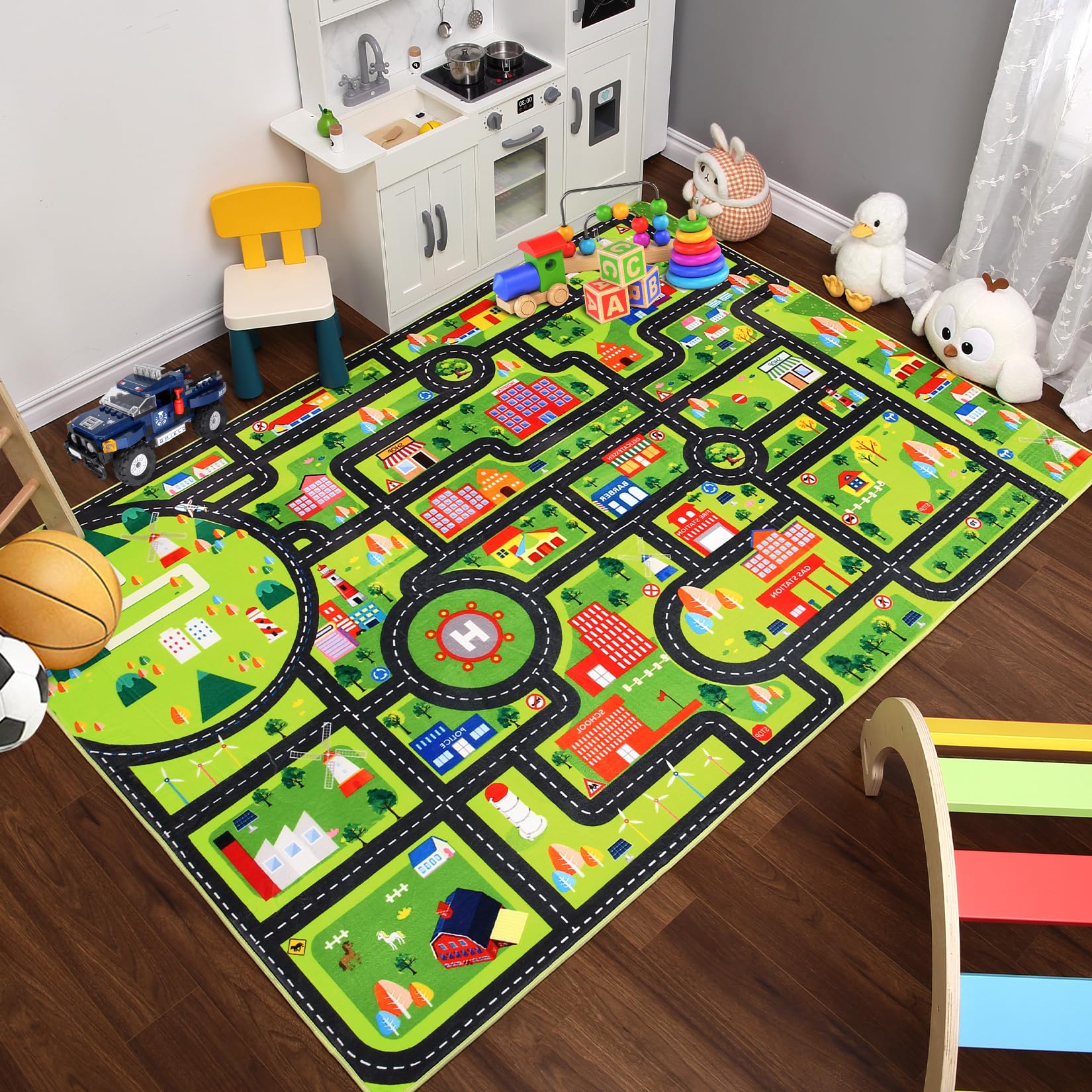 Amazon.com: FairOnly Kids Play Rug 5x7 Feet Kids Carpet Playmat Car ...