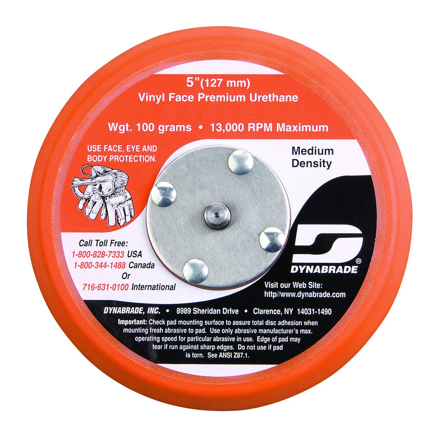 Amazon | Dynabrade 56175 5-Inch Diameter Vinyl-Face 5/8-Inch Thick ...