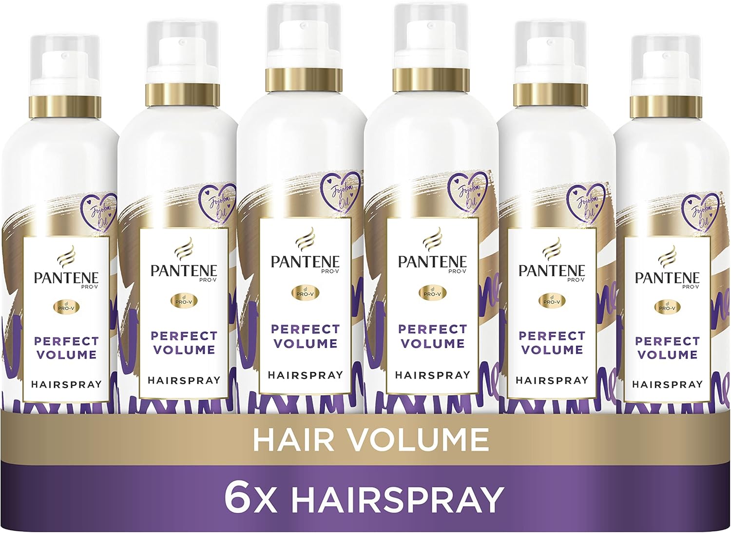 Pantene Volume Hairspray with Jojoba Oil 250ML, 6 x 250 ML, Volumising Products Non Sticky Frizz ...