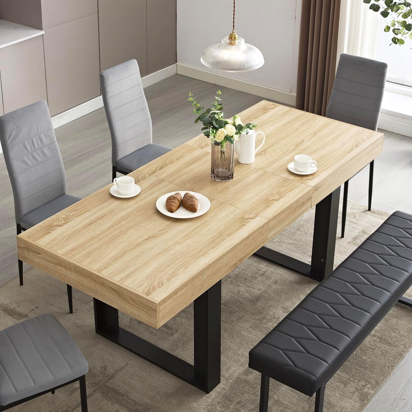 Amazon.com - Homsee Large 78.7" L Dining Table for 8-10 People, Modern ...