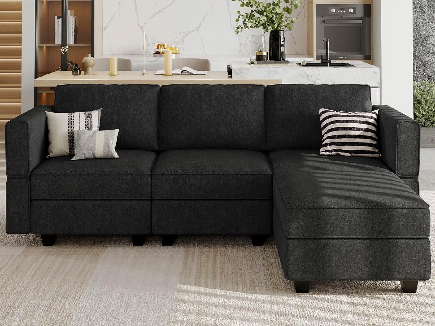 Amazon.com: Belffin Small Sectional Sofa Modular L Shaped Couch 3 ...