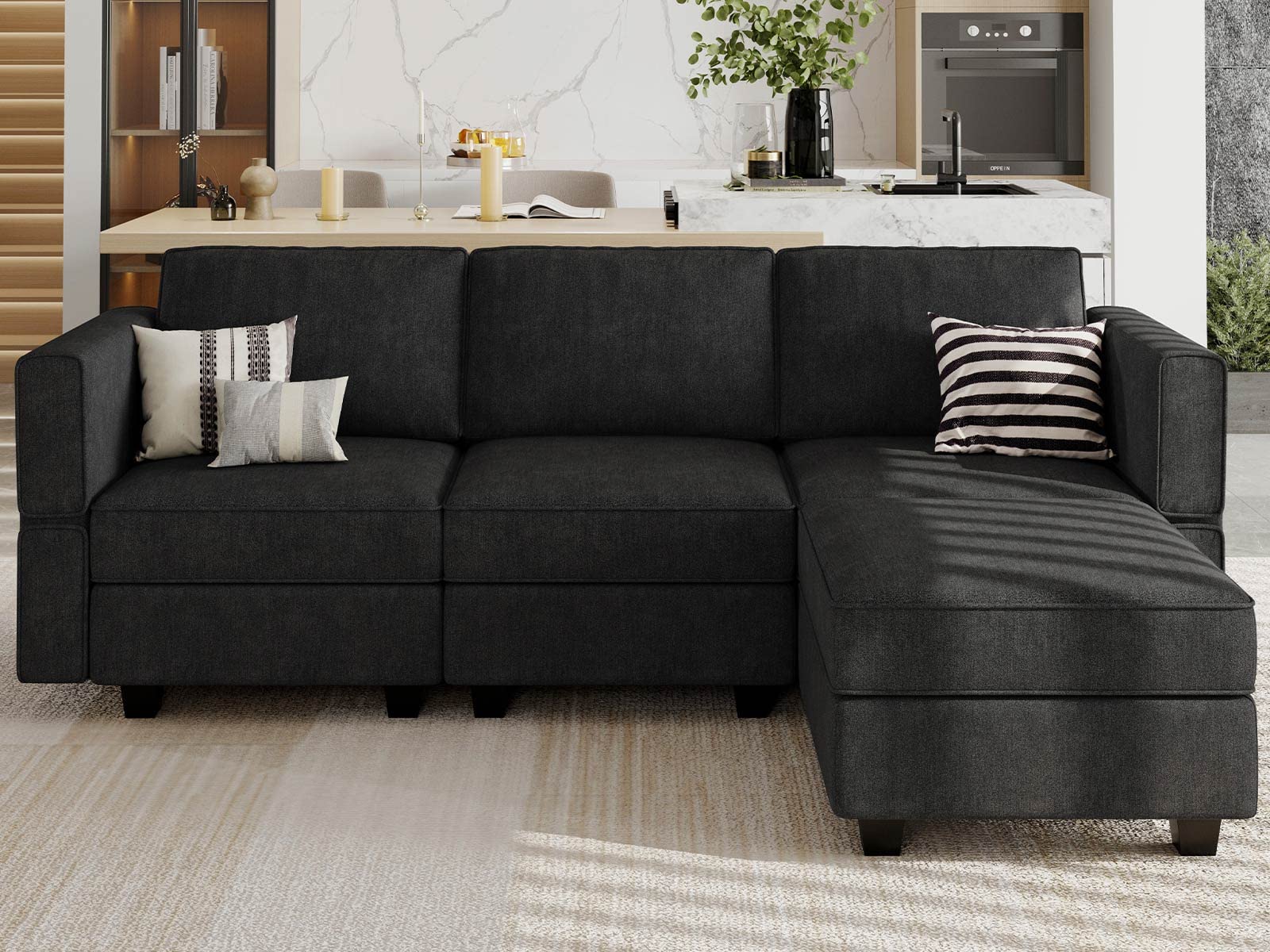 Buy Belffin Small Sectional Sofa Modular L Shaped Couch 3 Seater ...