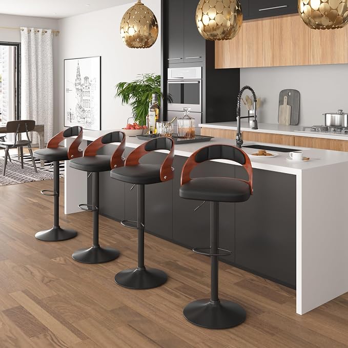 Amazon.com: VECELO Bar Stool Set of 4, Kitchen Island Stools with ...