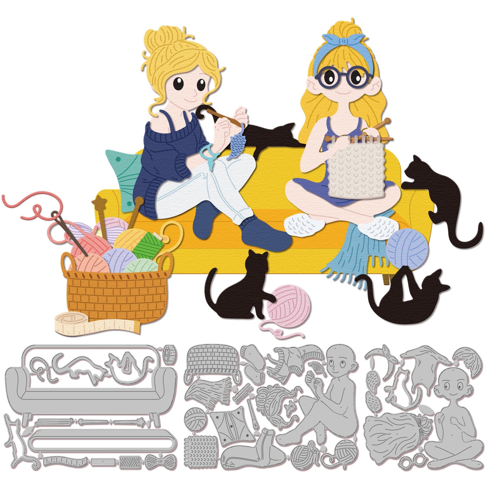 Snapklik.com : Lady Knitting Cutting Dies For DIY Scrapbooking Metal ...