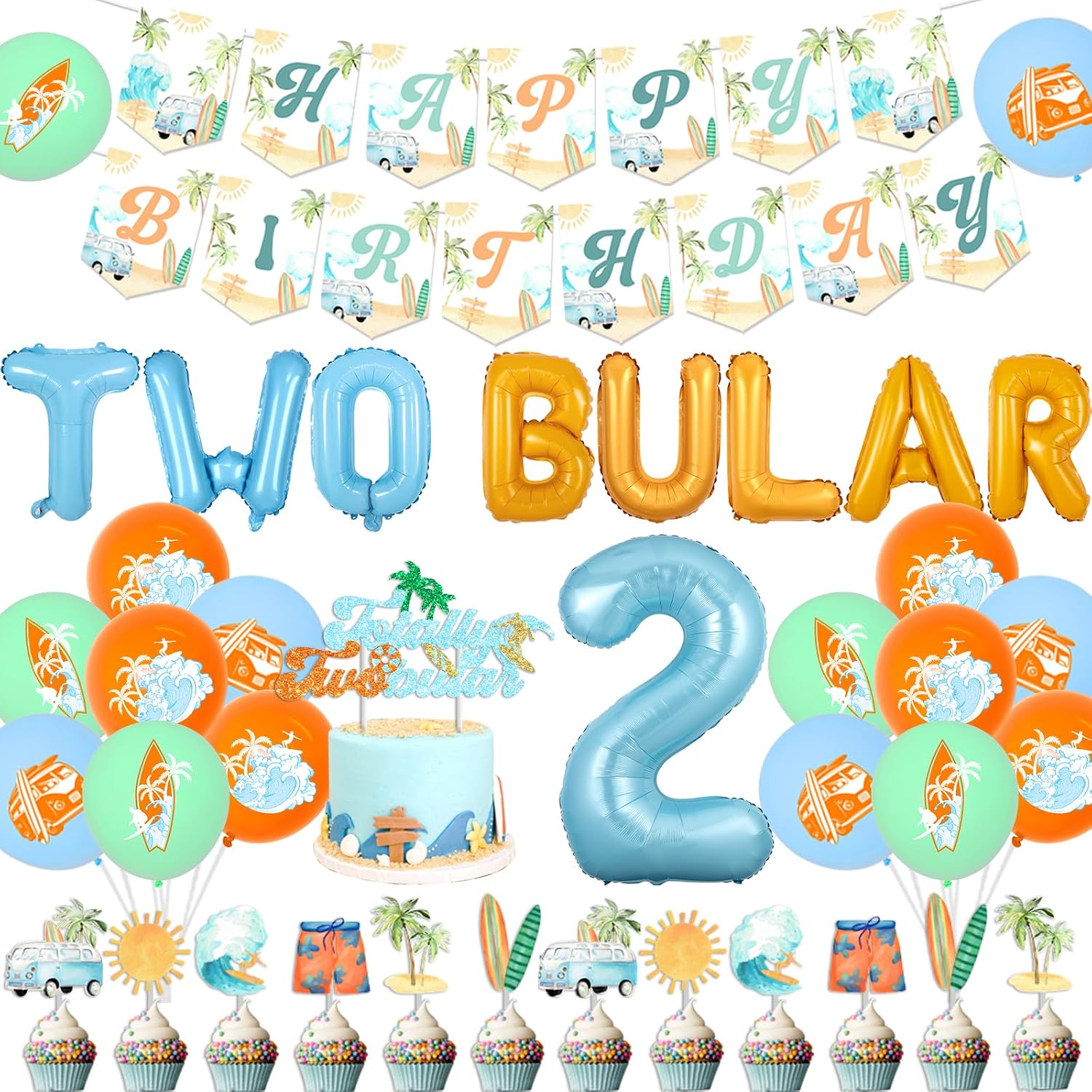 Amazon.com: Balterever Summer Surfing Birthday Party Decoration with ...