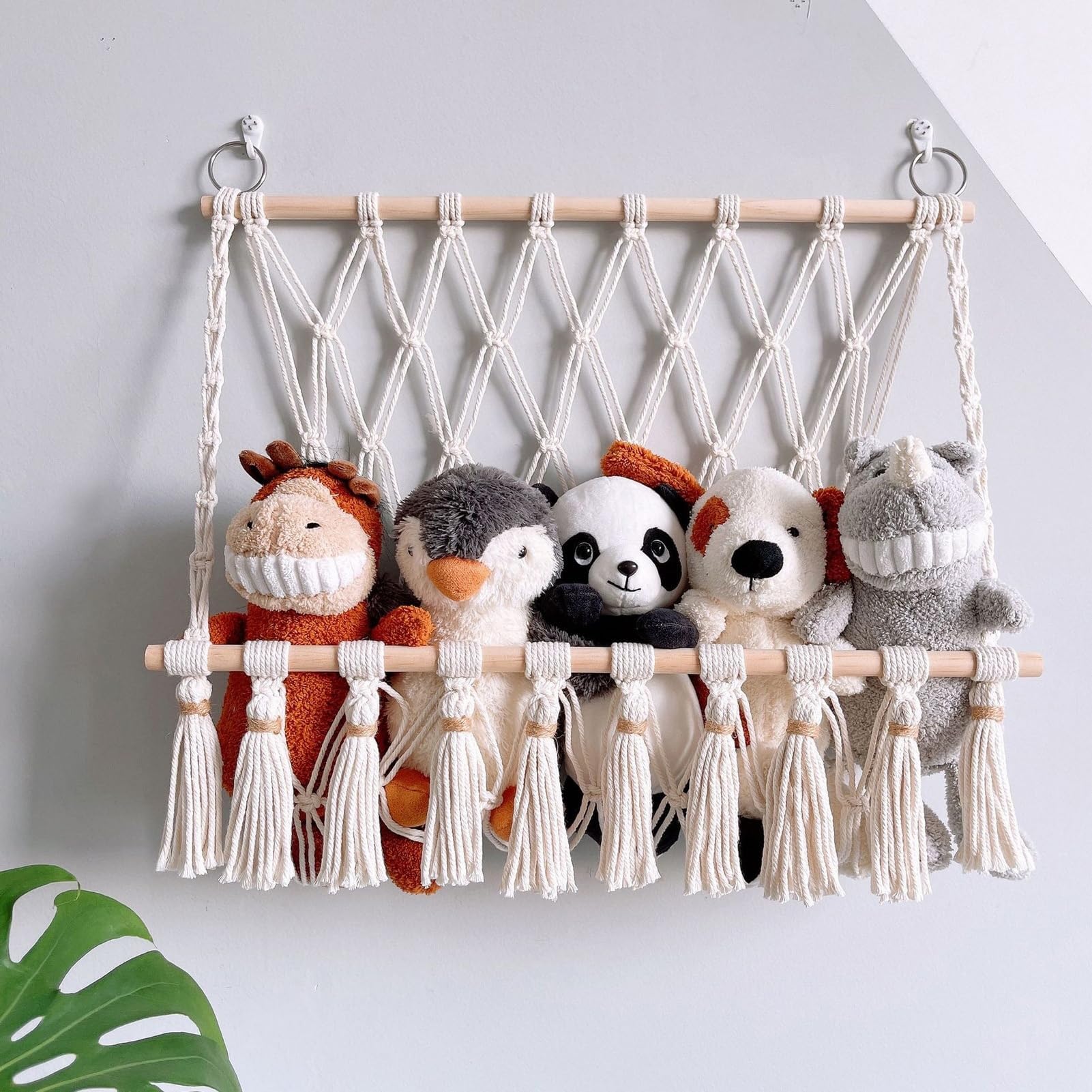Amazon.com: BENBOR Stuffed Animal Macrame Hammock Toy Storage Rack Wall ...