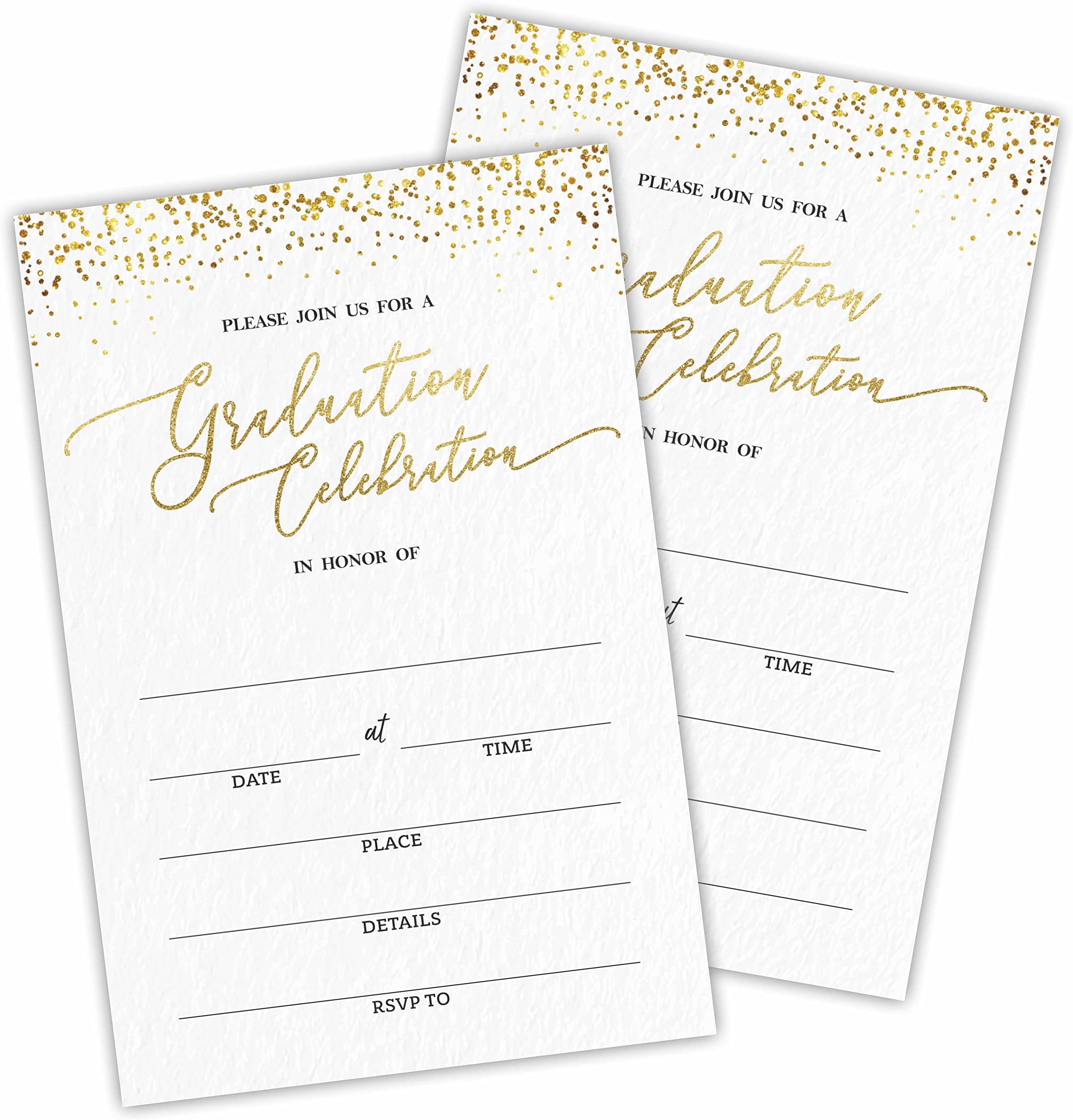 Amazon.com : NYCTUG Gold Foil Graduation Party Invitations With ...
