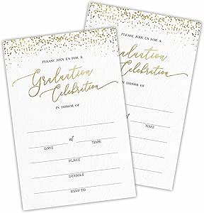 Amazon.com : NYCTUG Gold Foil Graduation Party Invitations With ...