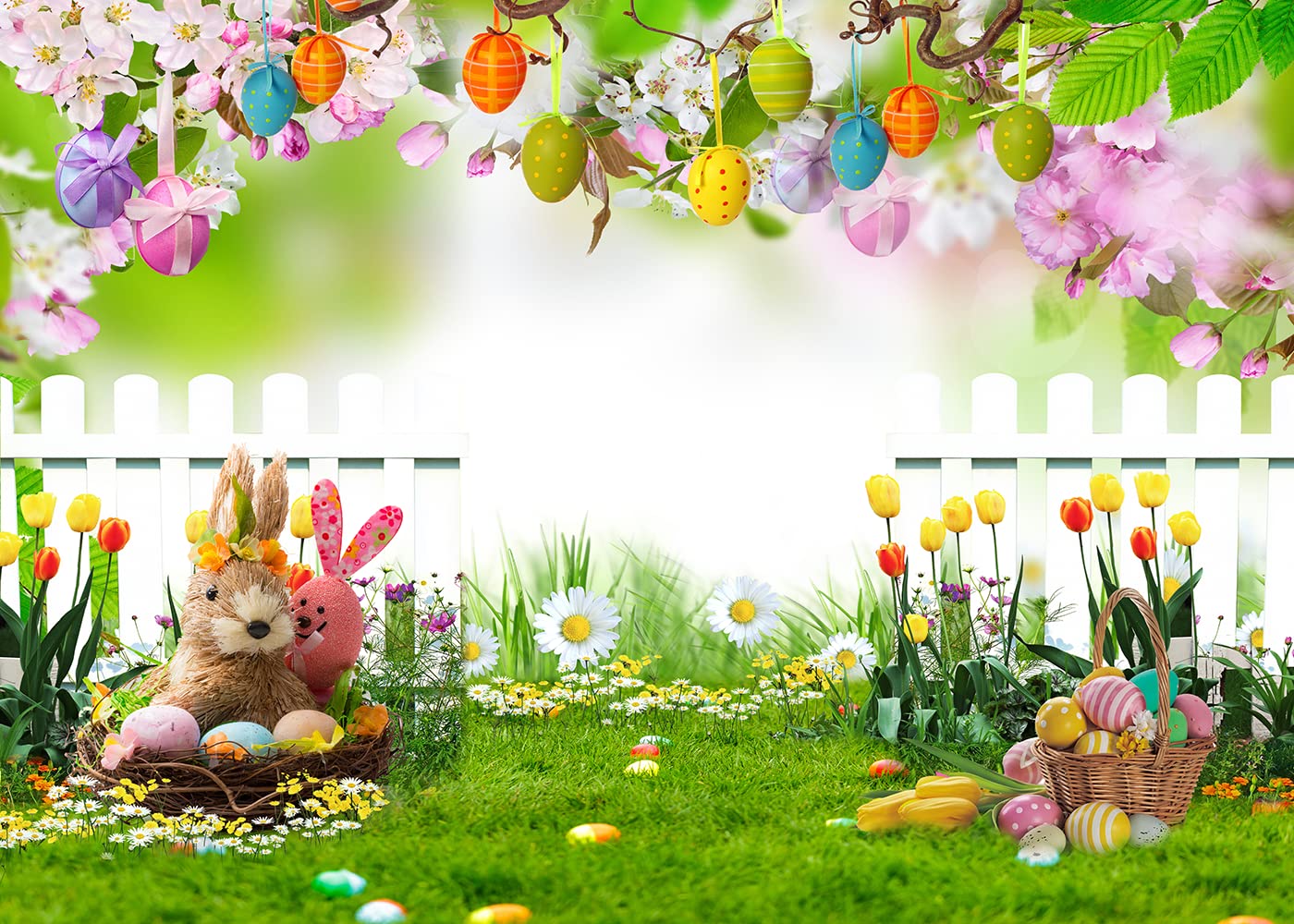 ゲーム・お Dudaacvt 10x8ft Easter Backdrop Spring Easter Garden Photography ...